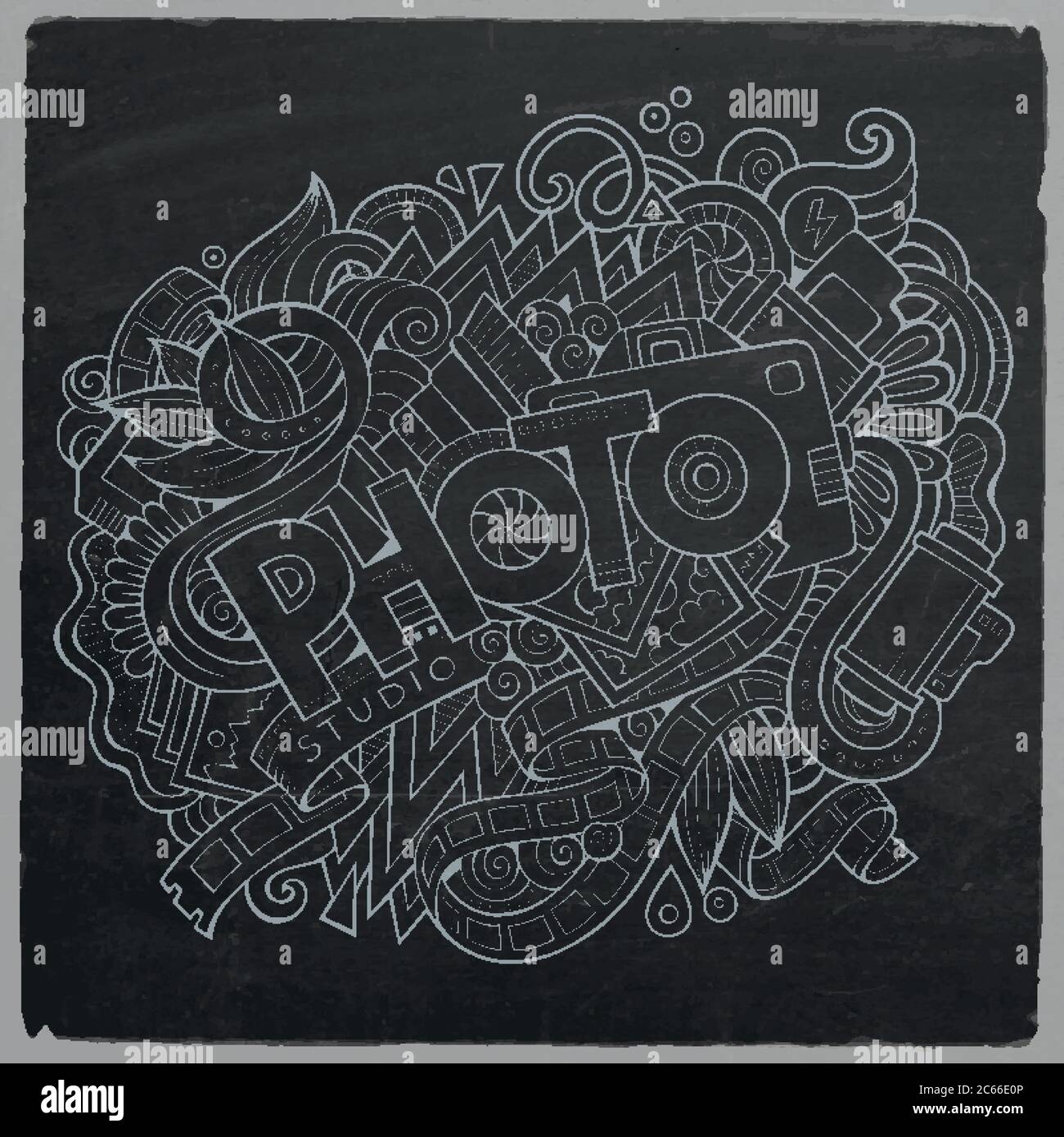 Cartoon cute doodles hand drawn Photo inscription Stock Vector Image ...