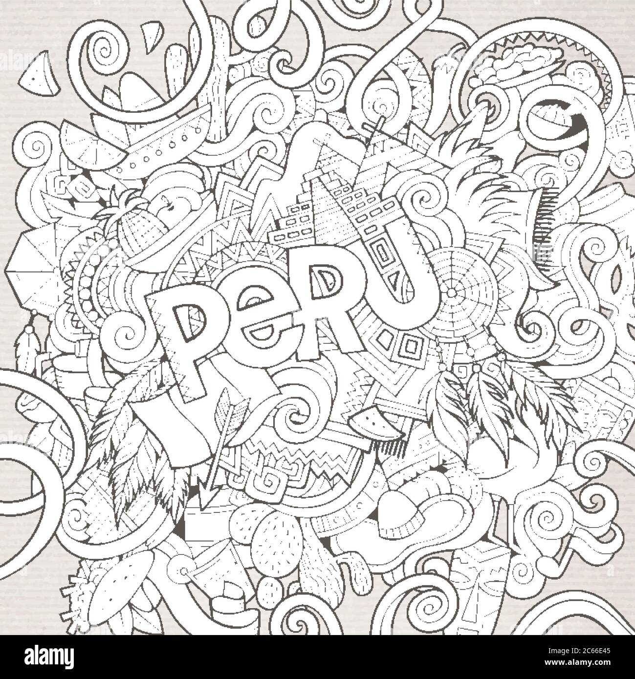 Peru hand lettering and doodles elements background Stock Vector Image ...
