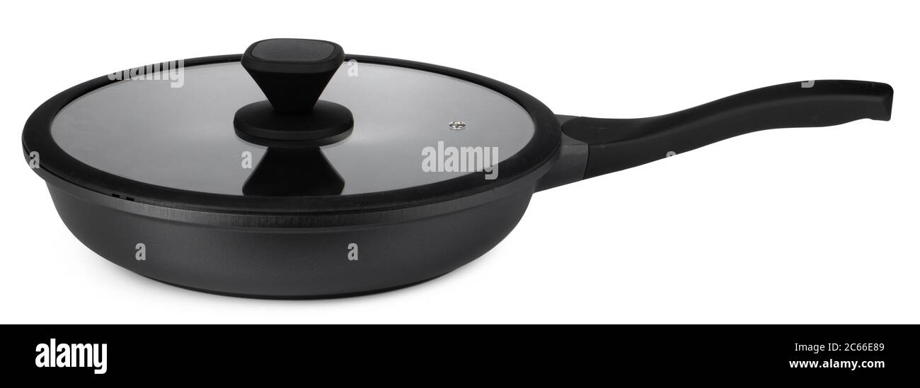 New black frying pan isolated on white background Stock Photo - Alamy