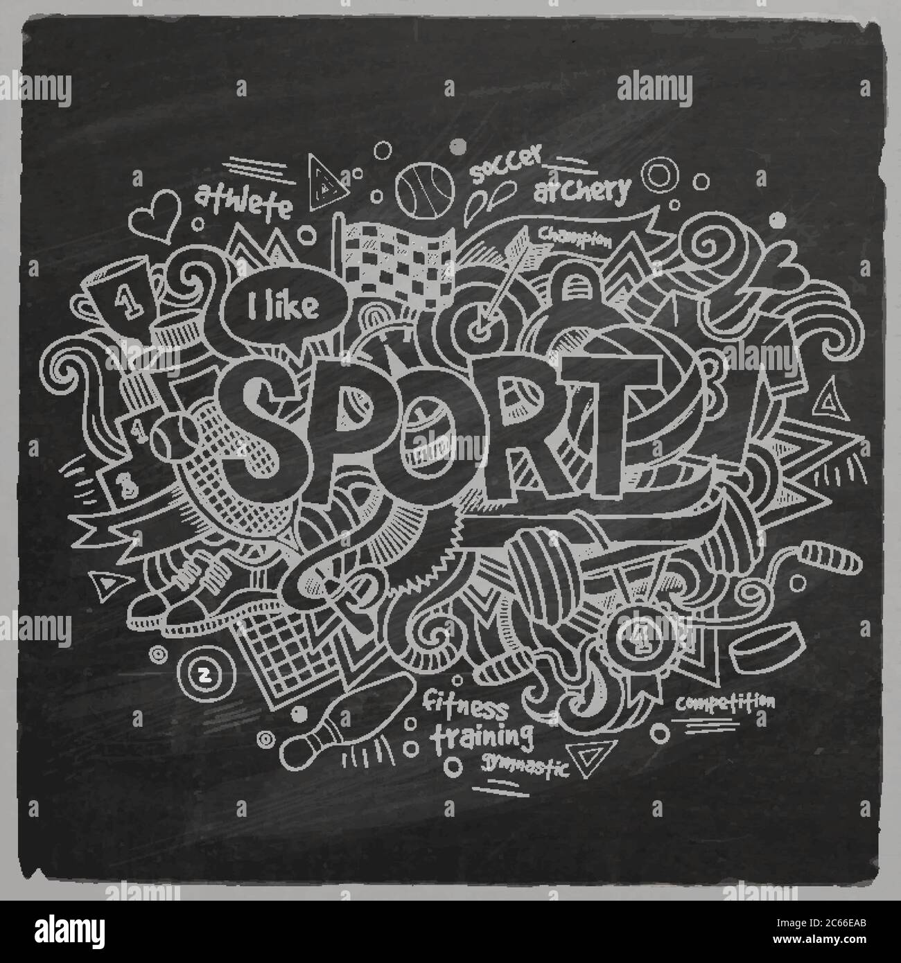 Sport hand lettering and doodles elements background Stock Vector Image ...