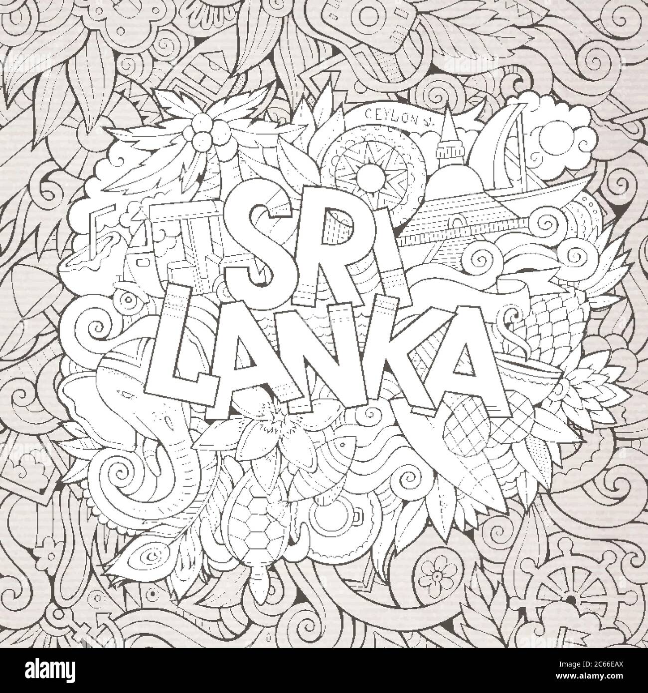 Sri Lanka country hand lettering and doodles elements Stock Vector ...