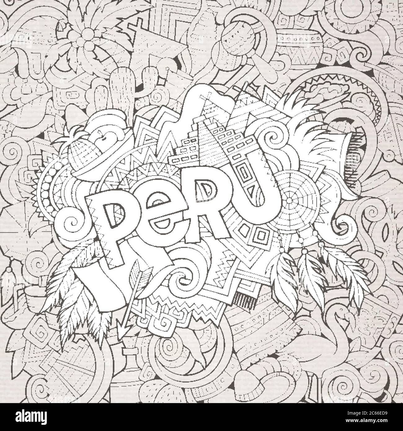 Peru hand lettering and doodles elements background Stock Vector Image ...