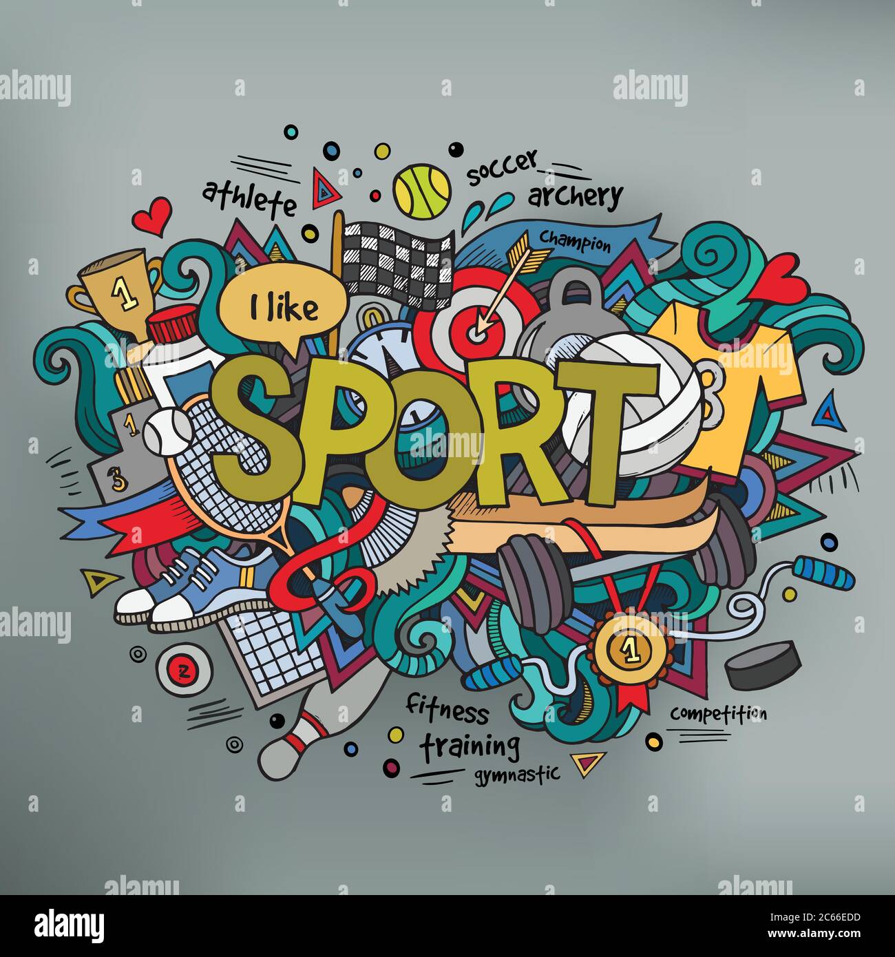 Sport hand lettering and doodles elements background Stock Vector Image ...