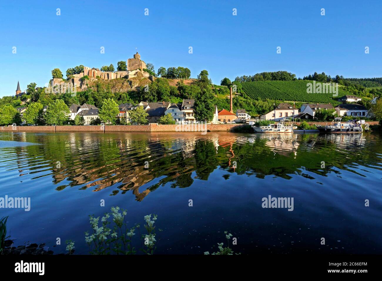 Staden lower town and ruins of saarburg castle hi-res stock photography ...