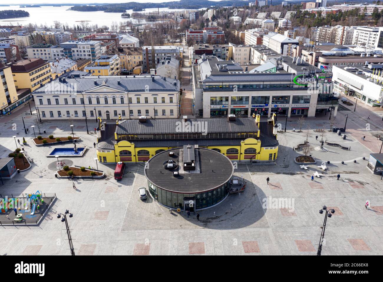 Kuopio, Finland - April 28, 2020: Aerial view of the Market Hall and ...