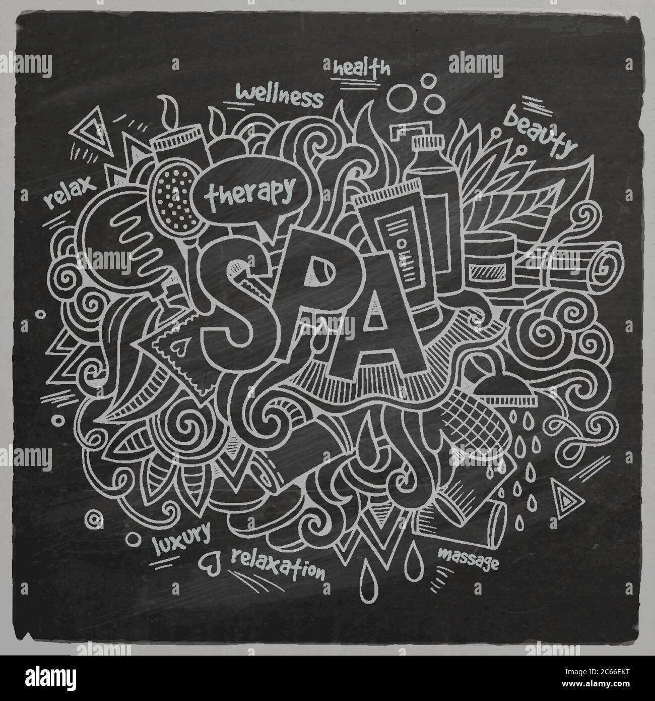 Spa Vector hand lettering and doodles elements chalkboard Stock Vector ...