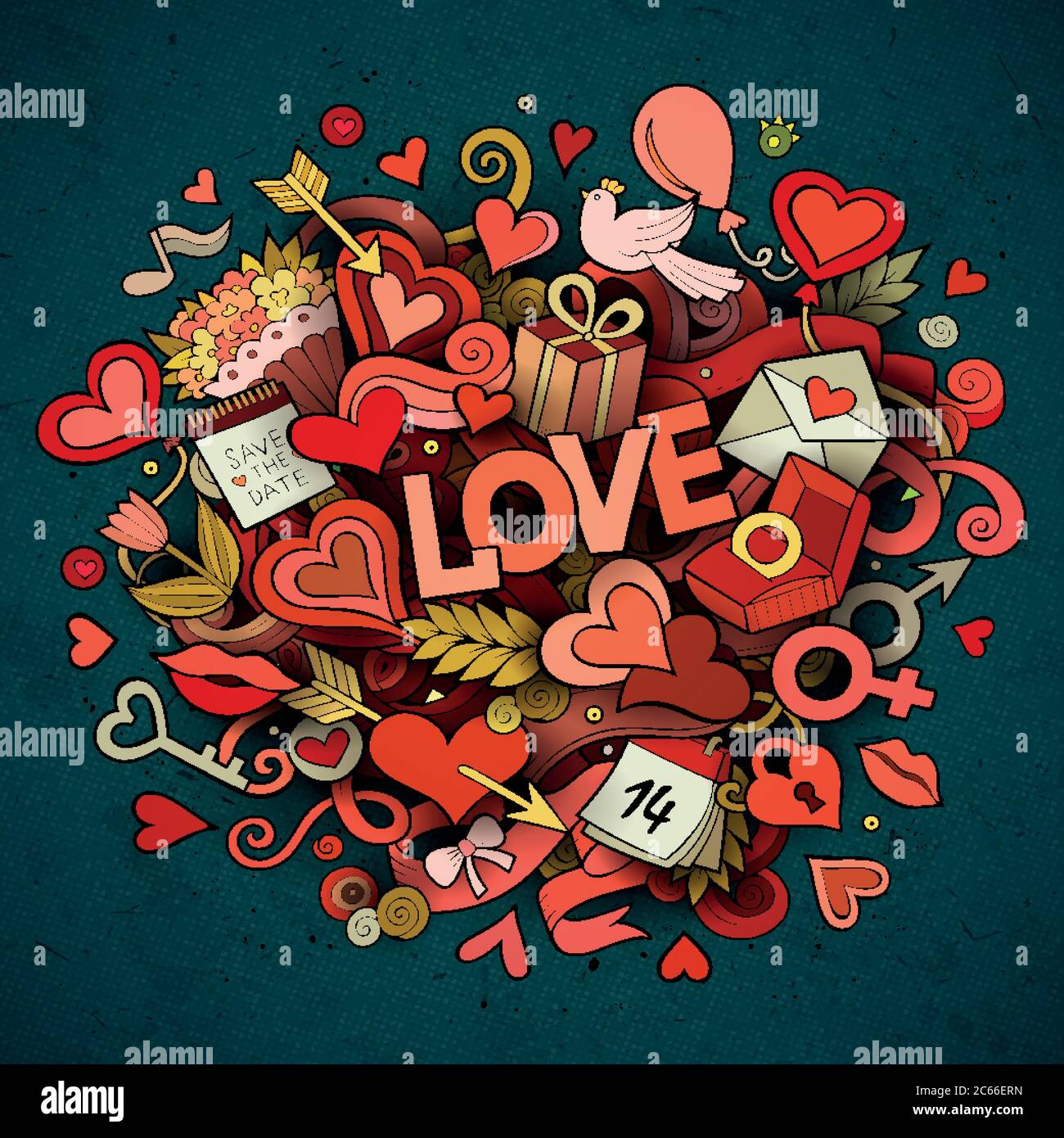 Cartoon vector hand drawn Doodle Love illustration Stock Vector Image ...