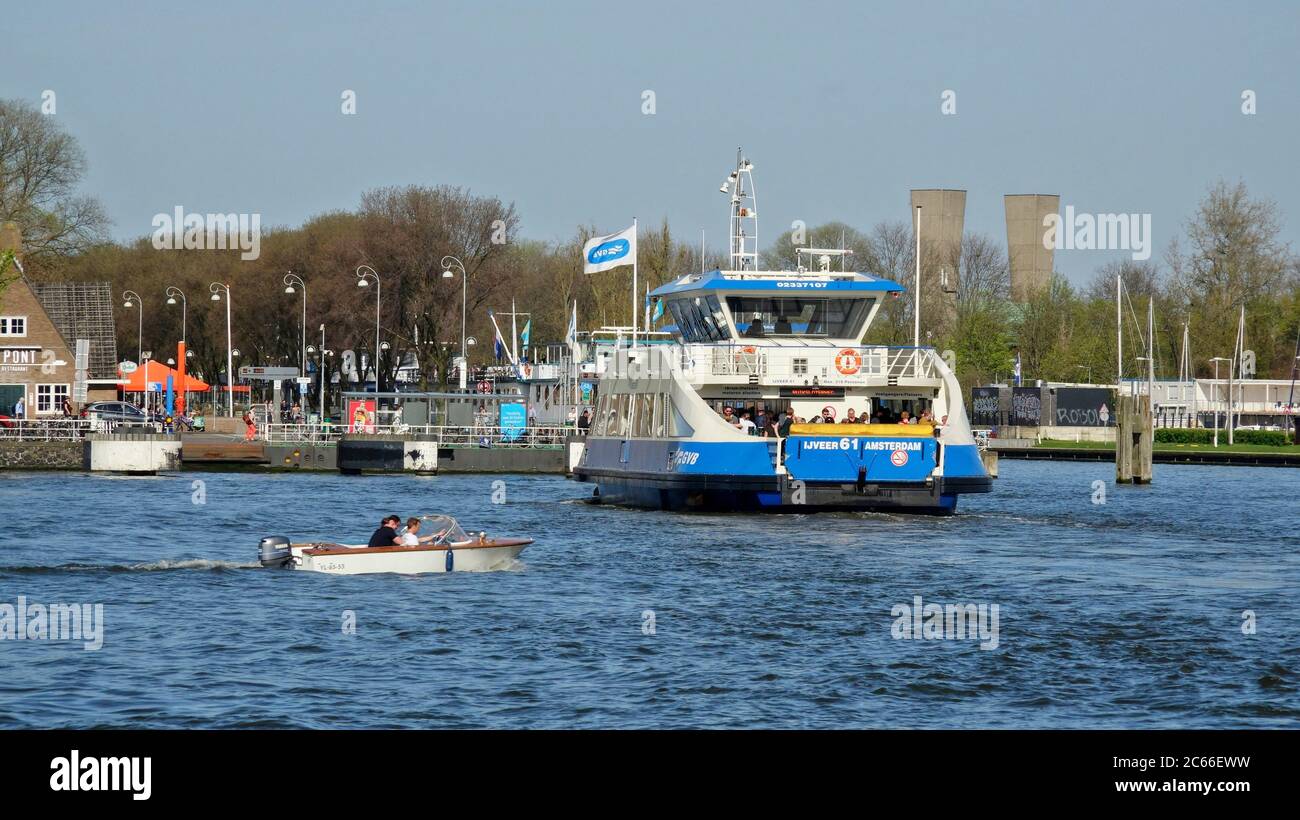 Ferry crossing IJ River, Amsterdam, North Holland, Netherlands Stock ...