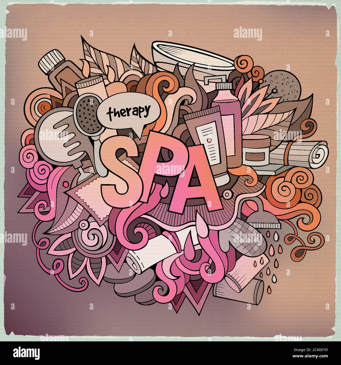 Spa hand lettering and doodles elements illustration Stock Vector Image ...