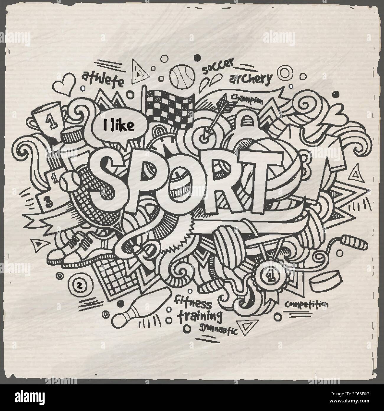 Sport hand lettering and doodles elements background Stock Vector Image ...