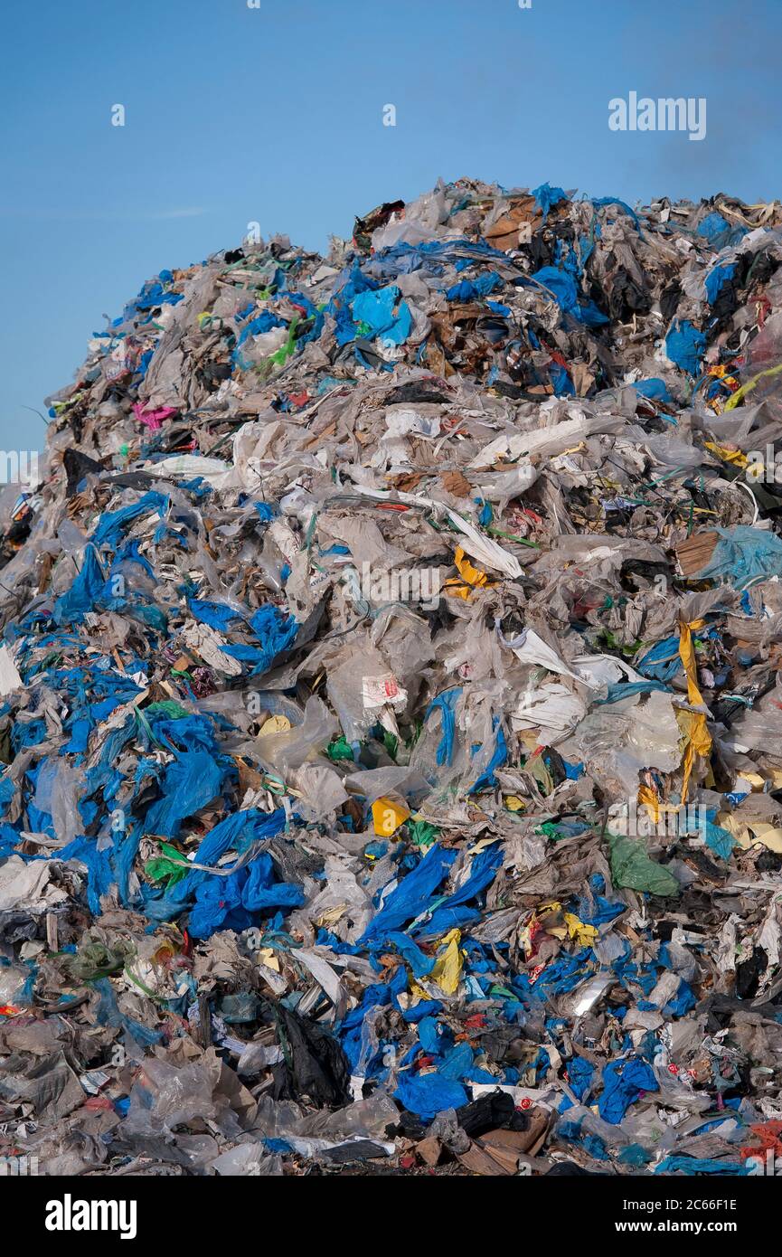 Pile of plastics in a recycling plant in Liverpool, England, UK Stock ...