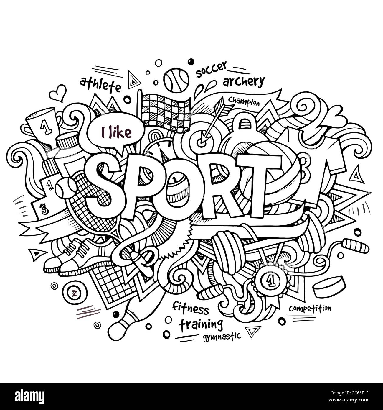Sport hand lettering and doodles elements background Stock Vector Image ...