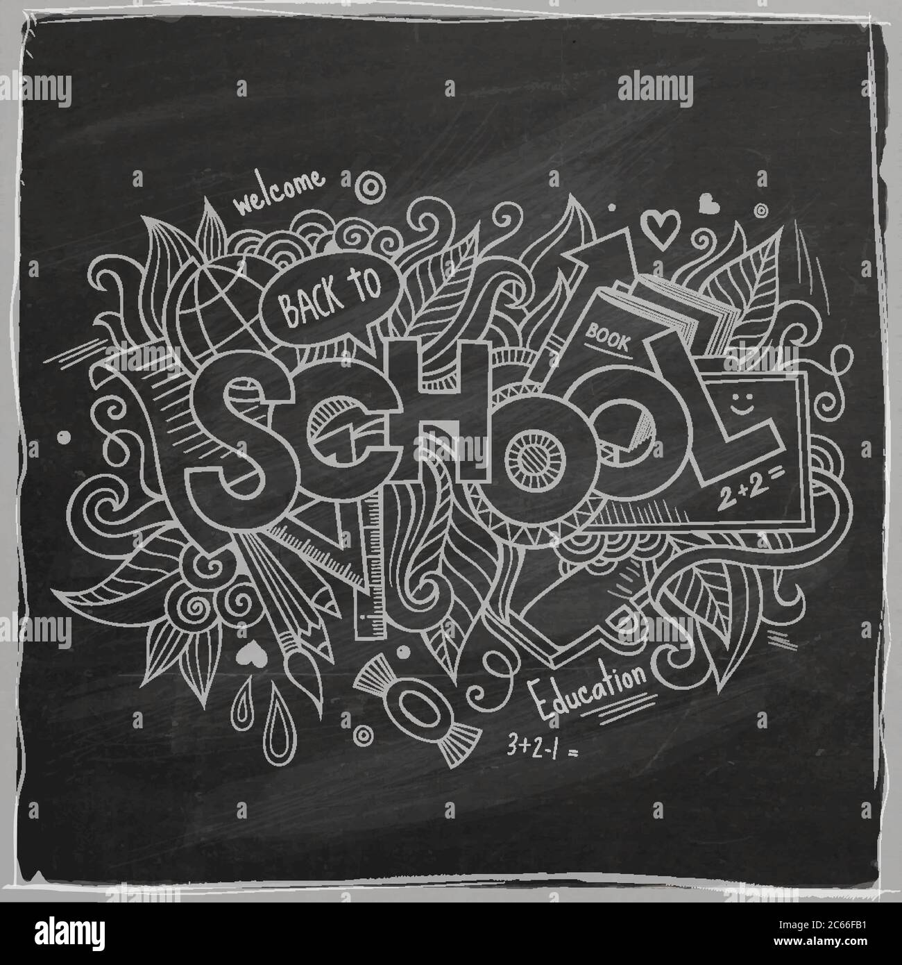 School Vector hand lettering On Chalkboard Stock Vector Image & Art - Alamy