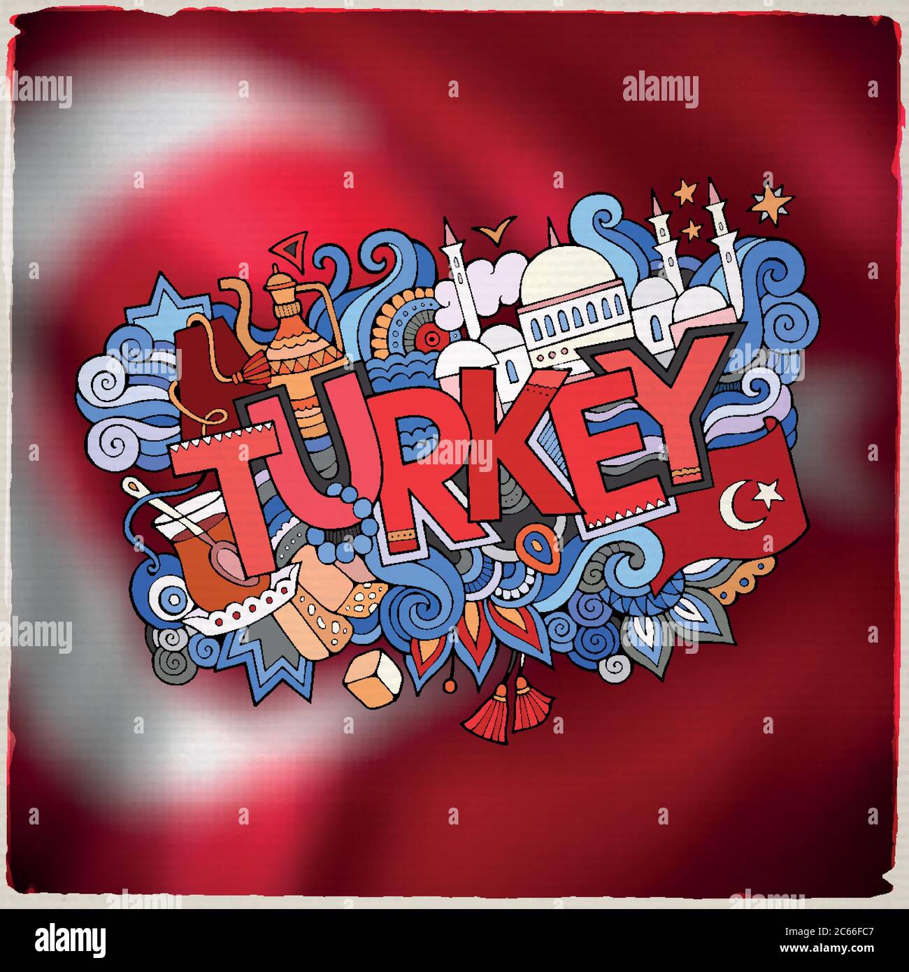 Turkey hand lettering and doodles elements emblem Stock Vector Image ...