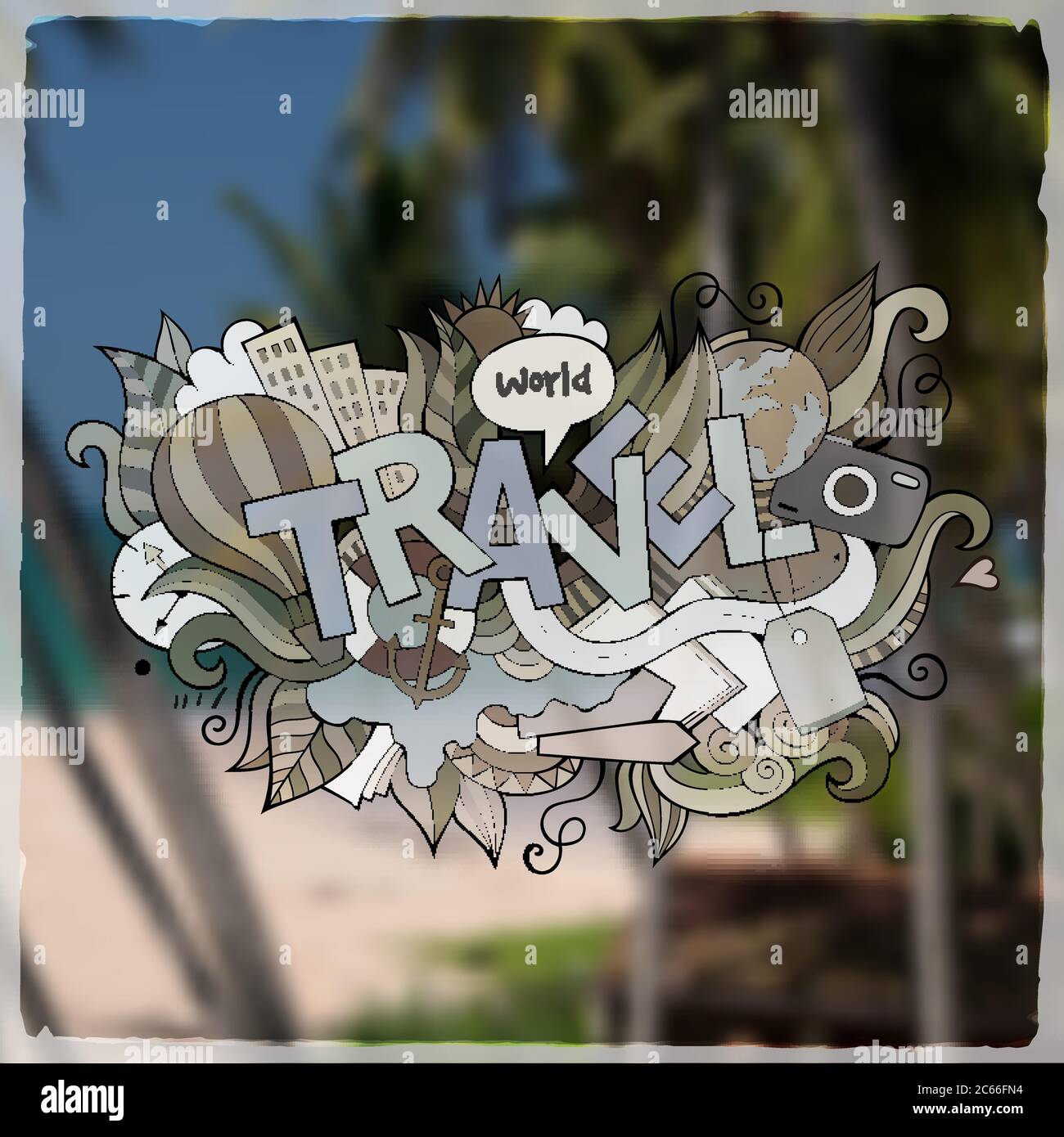 Travel hand lettering and doodles elements Stock Vector Image & Art - Alamy