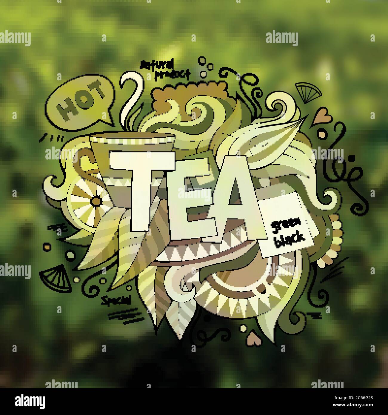 Tea hand lettering and doodles elements illustration Stock Vector Image ...