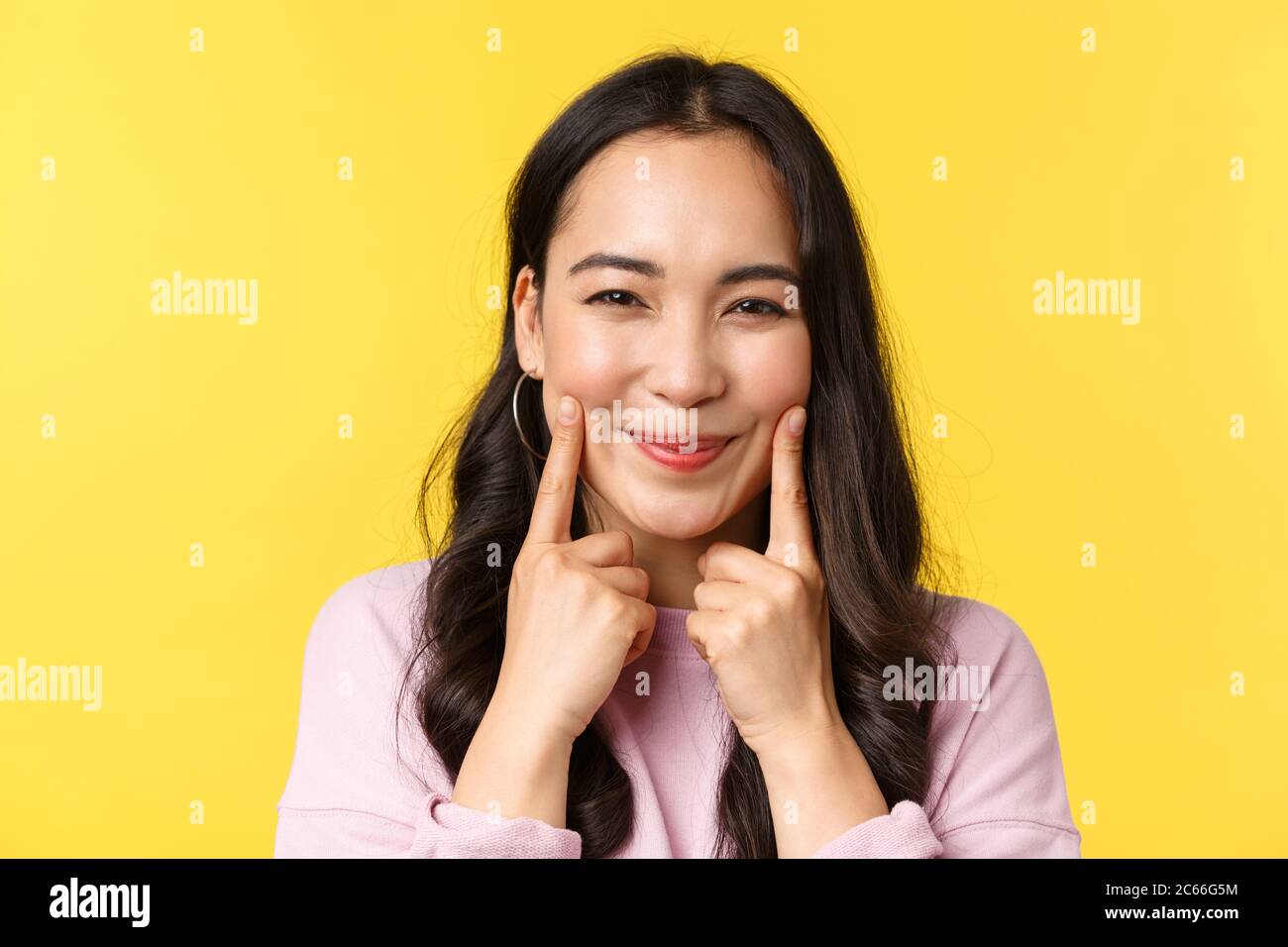 People emotions, lifestyle leisure and beauty concept. Happy pretty ...