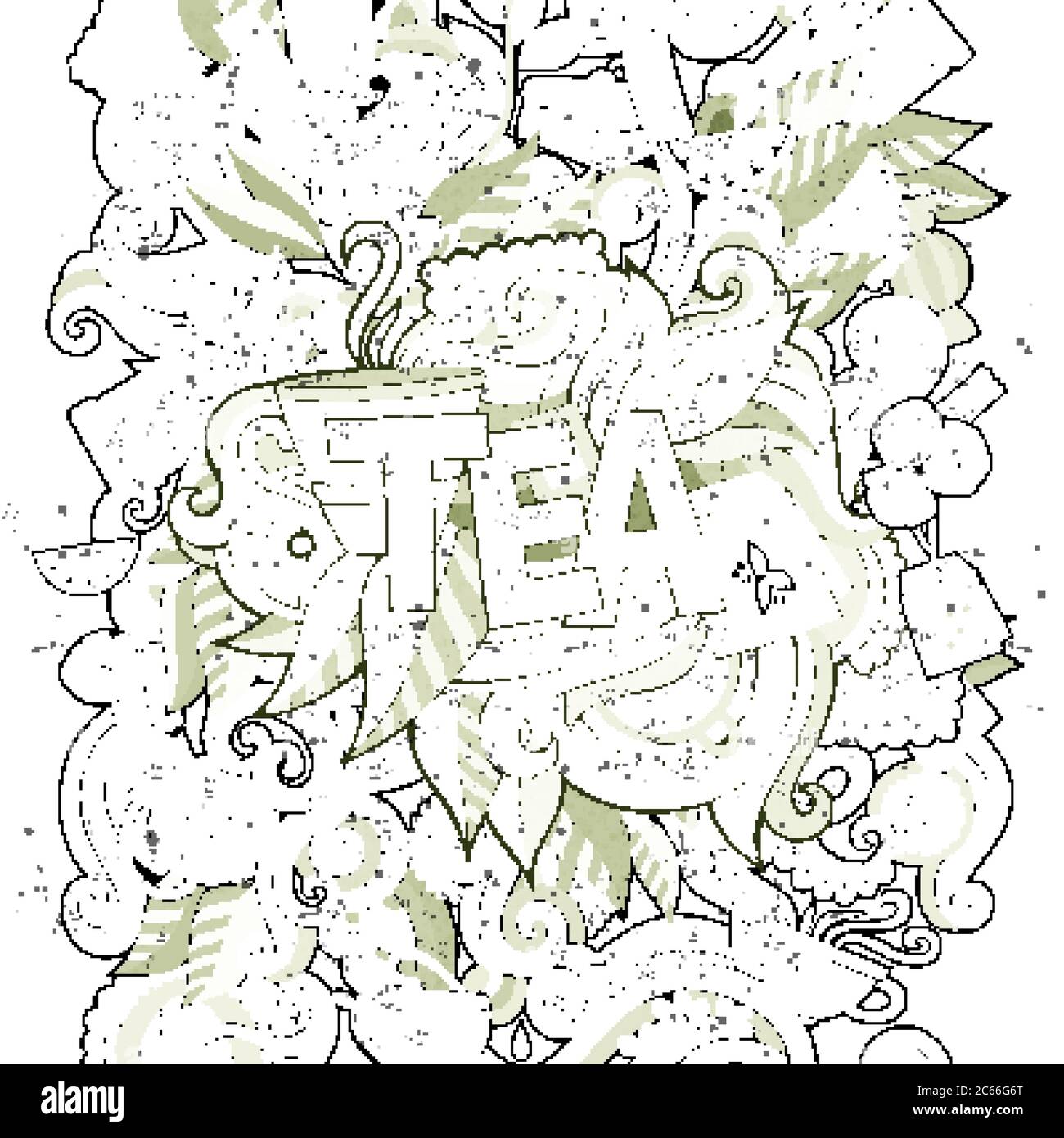 Tea hand lettering and doodles elements background Stock Vector Image ...