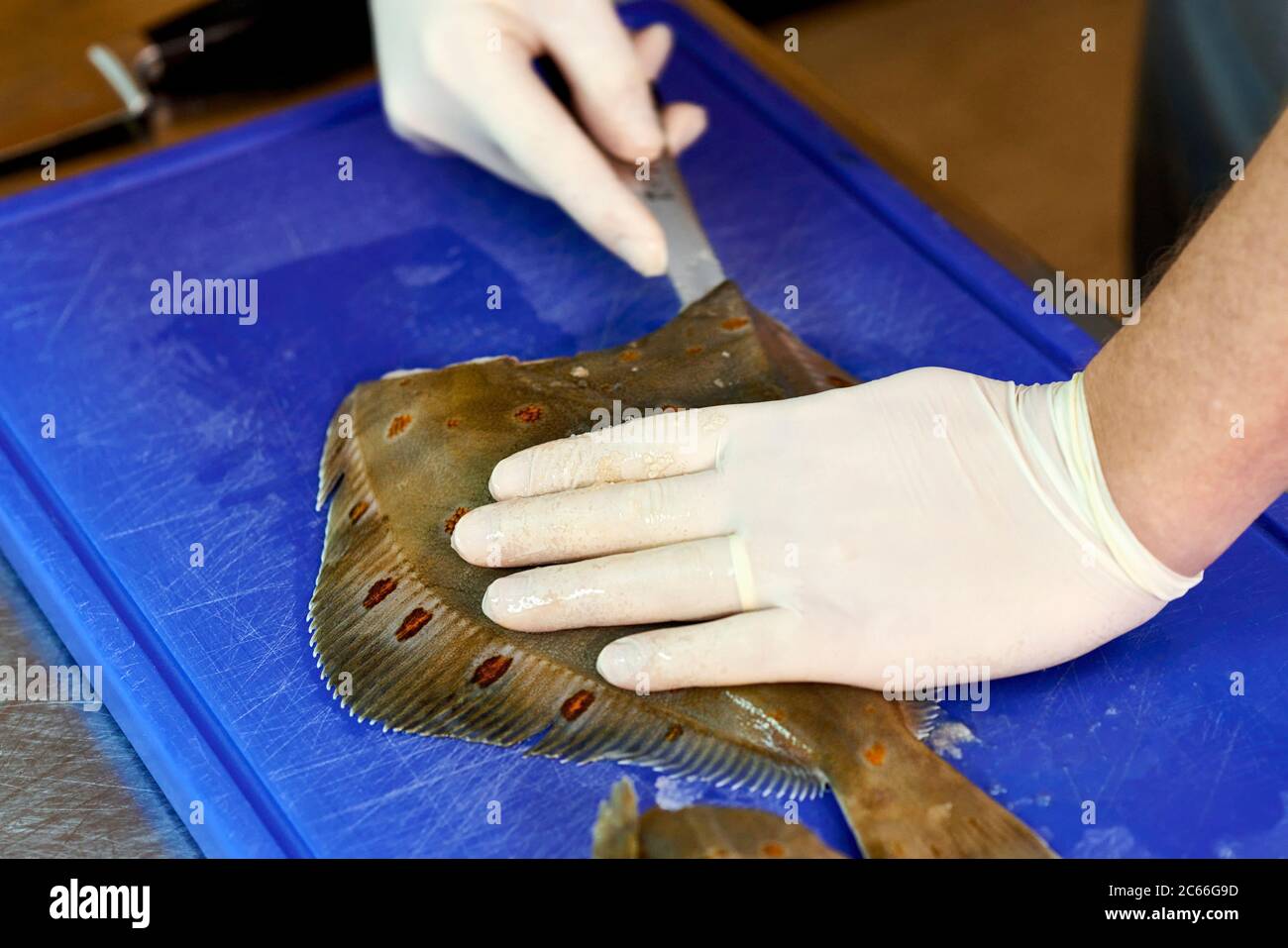 Filleting a plaice step-by-step Stock Photo - Alamy