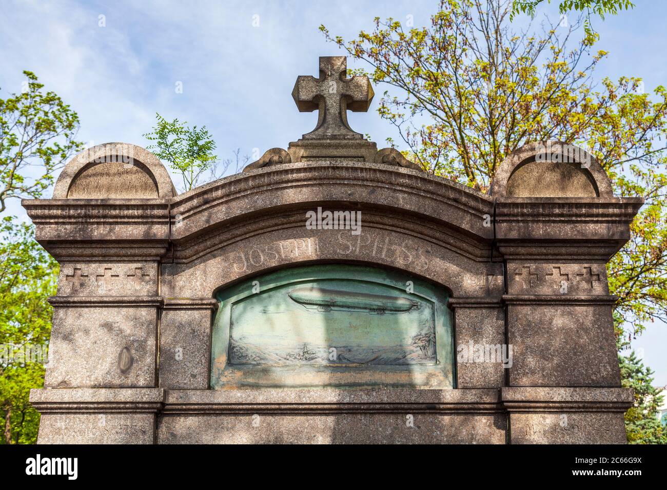 Detail of the tomb of Joseph Spiess in Pere-Lachaise cemetry in Paris ...