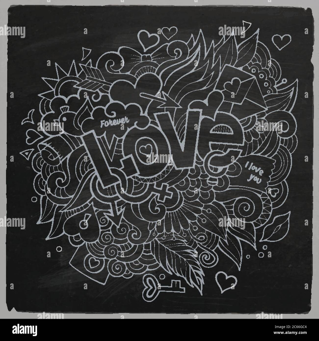 Love hand lettering and doodles elements sketch Stock Vector Image ...