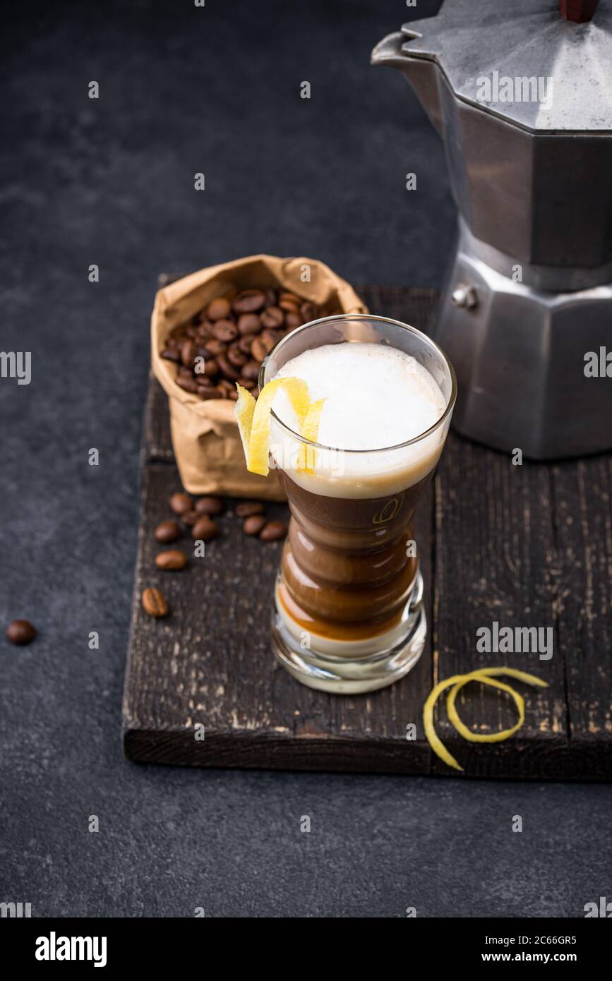 Canarian laired barraquito coffee Stock Photo - Alamy
