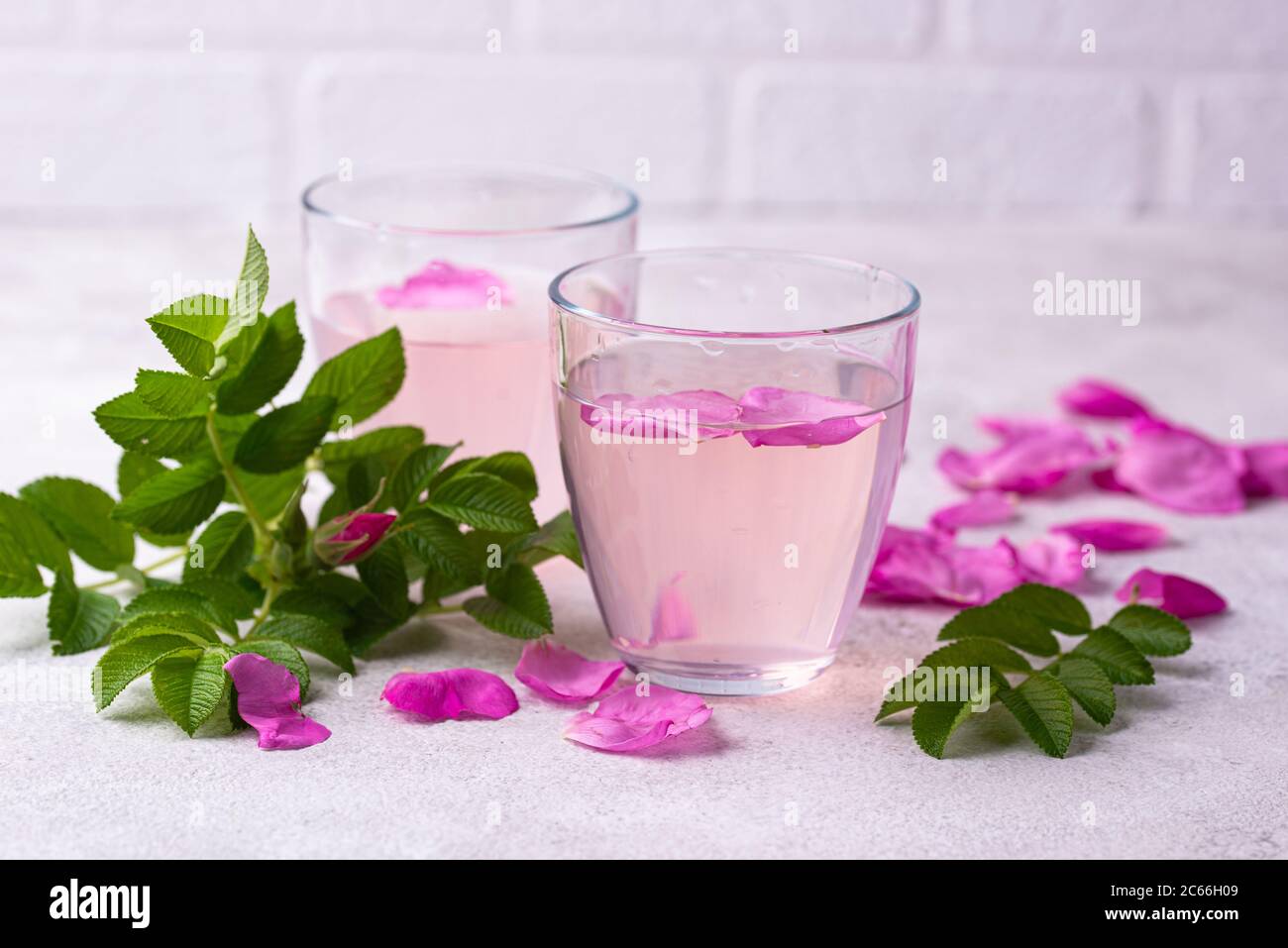 Pink rose water, summer healthy drink Stock Photo - Alamy