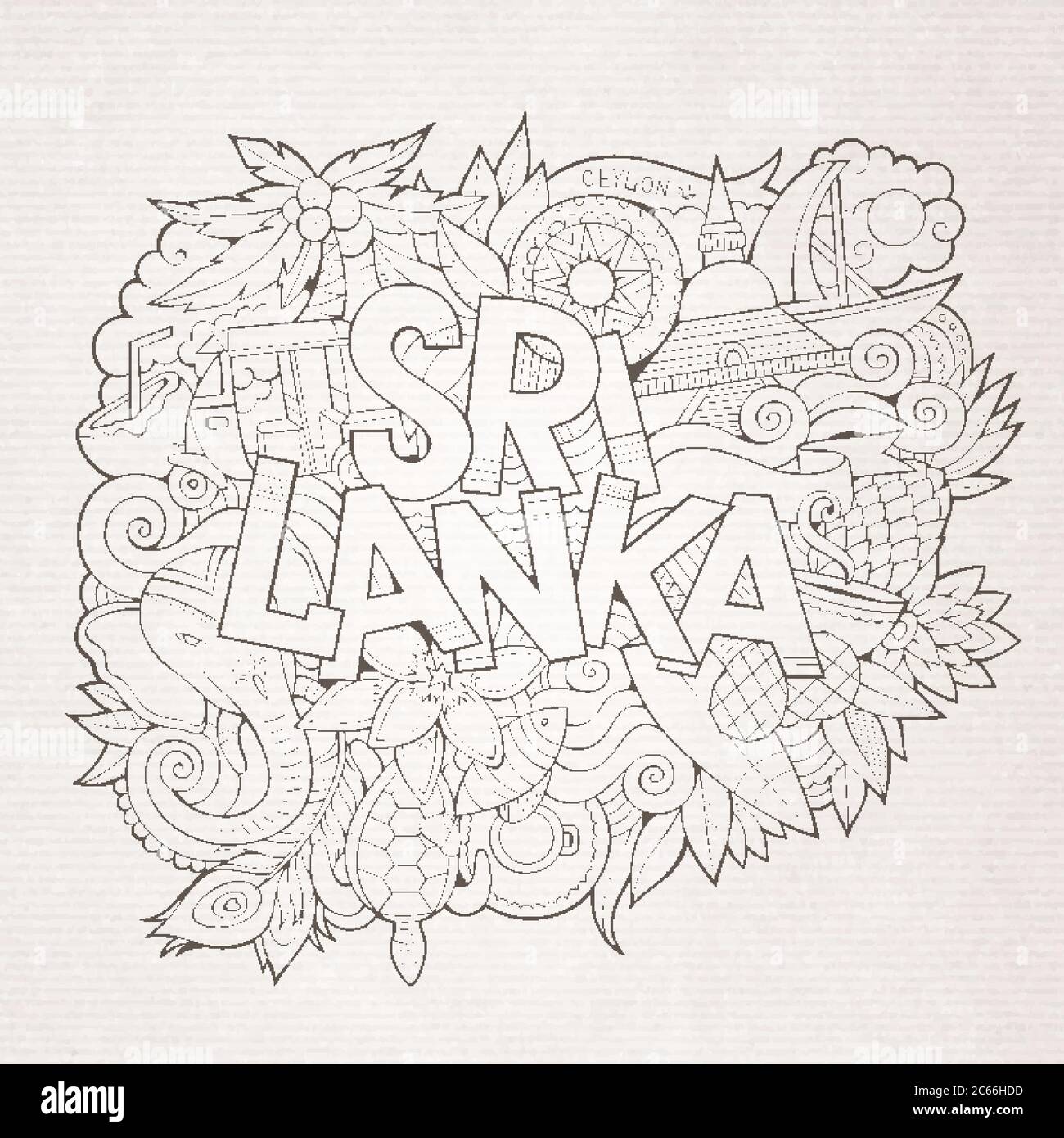 Sri Lanka country hand lettering and doodles elements Stock Vector ...