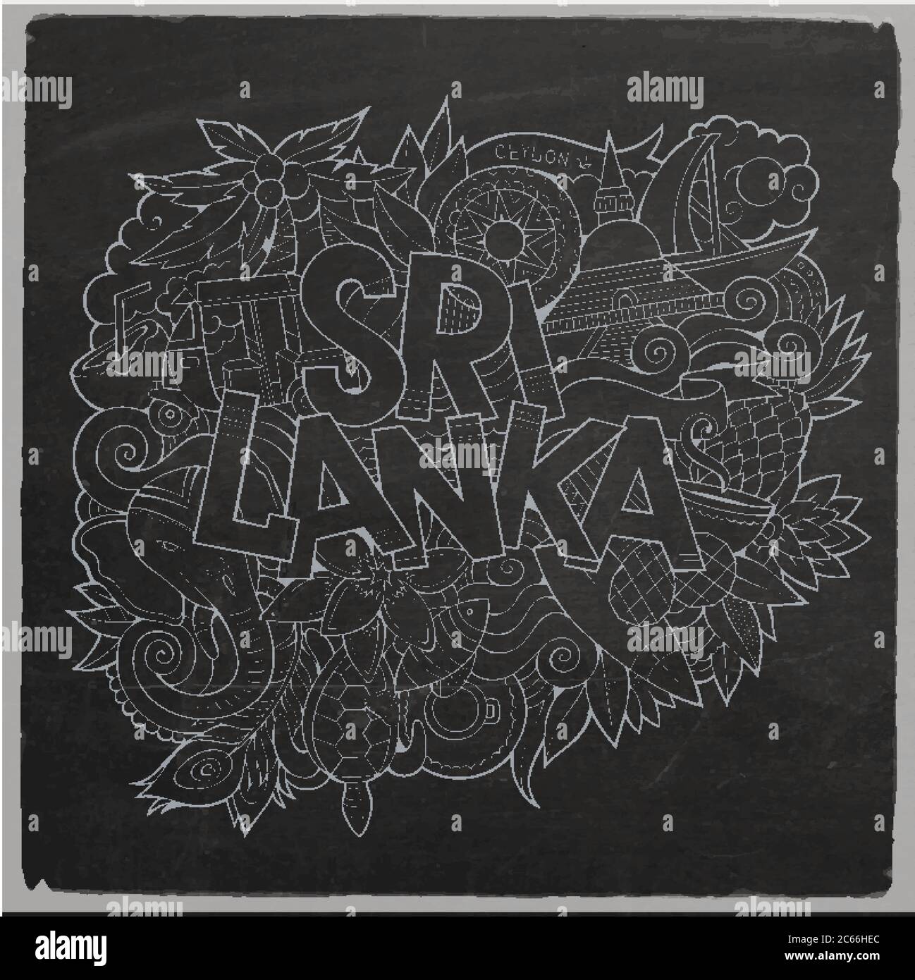 Sri Lanka country hand lettering and doodles elements Stock Vector ...