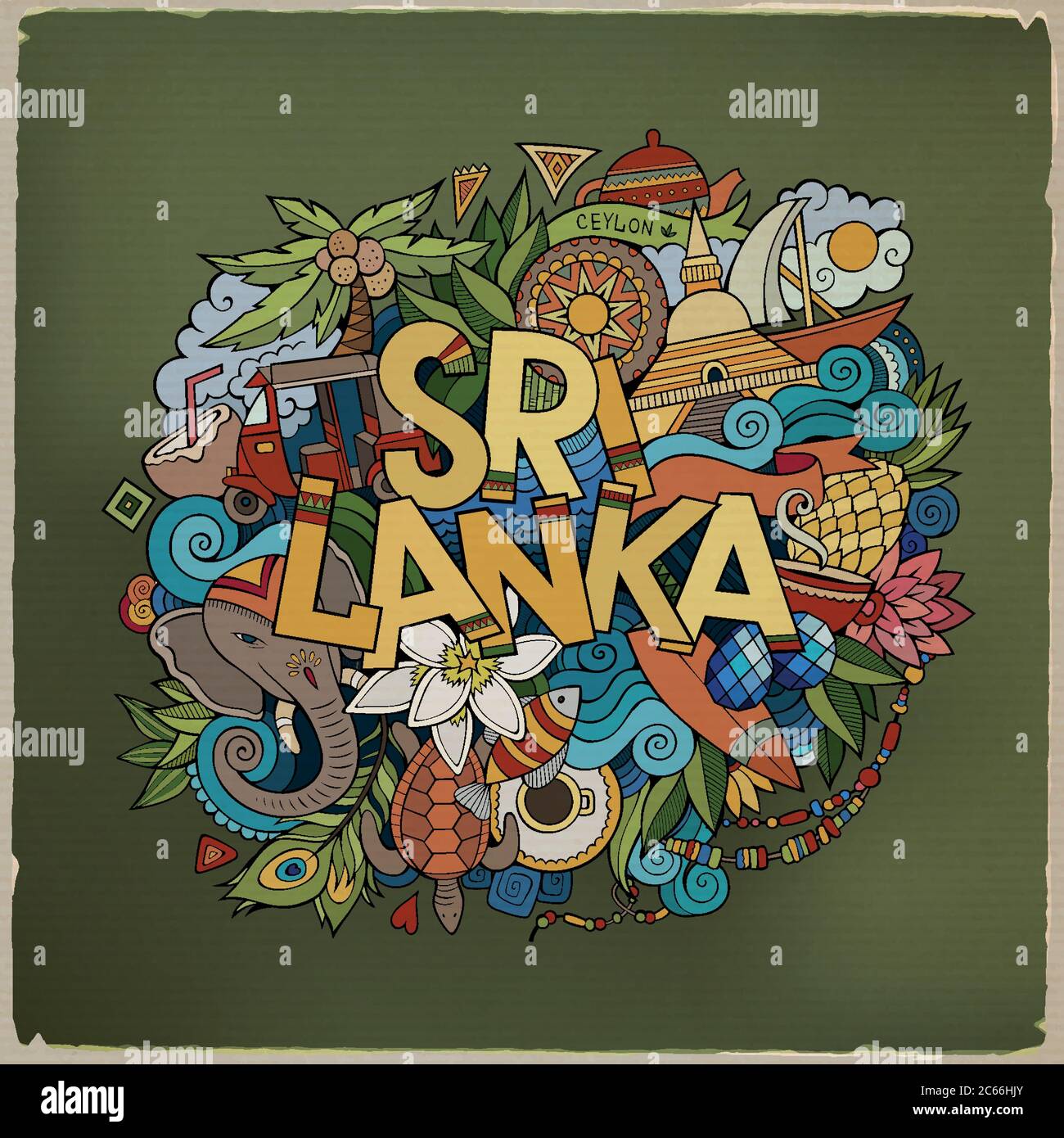 Sri Lanka hand lettering and doodles elements Stock Vector Image & Art ...