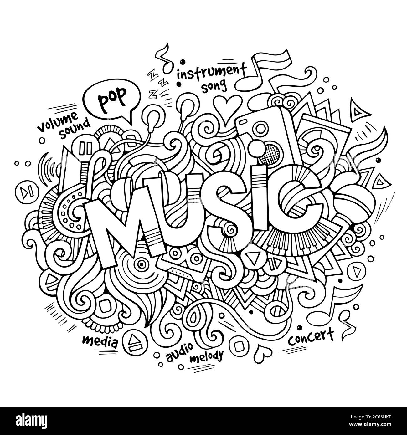 Music hand lettering and doodles elements Stock Vector Image & Art - Alamy