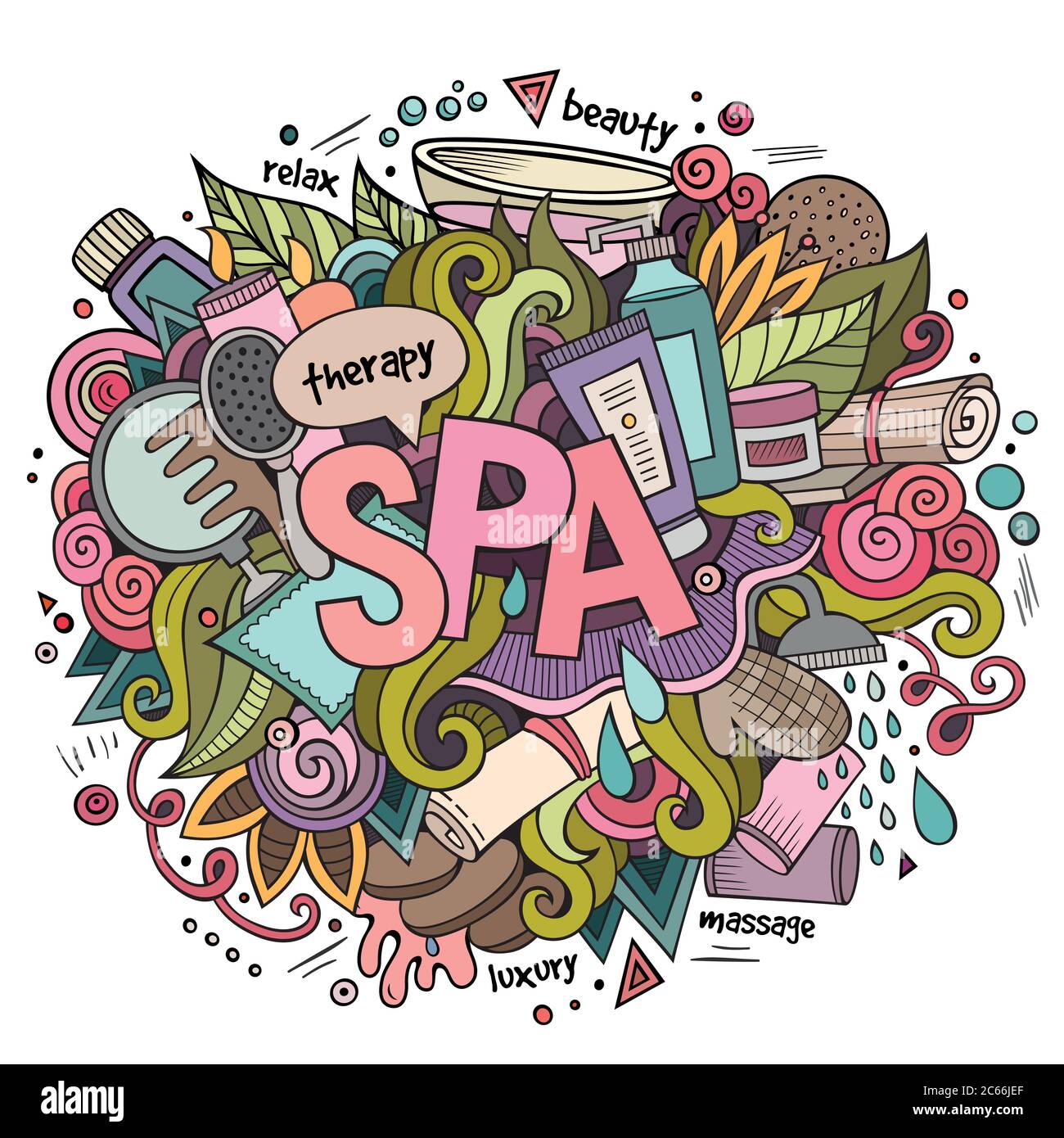 Spa hand lettering and doodles elements illustration Stock Vector Image ...