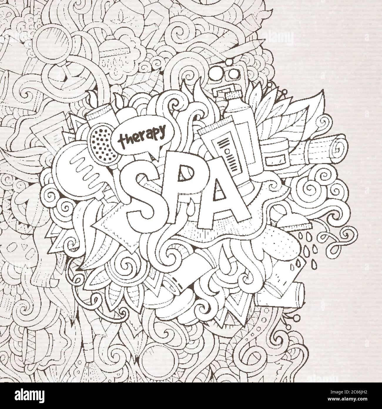 Spa hand lettering and doodles elements background. Vector illustration ...