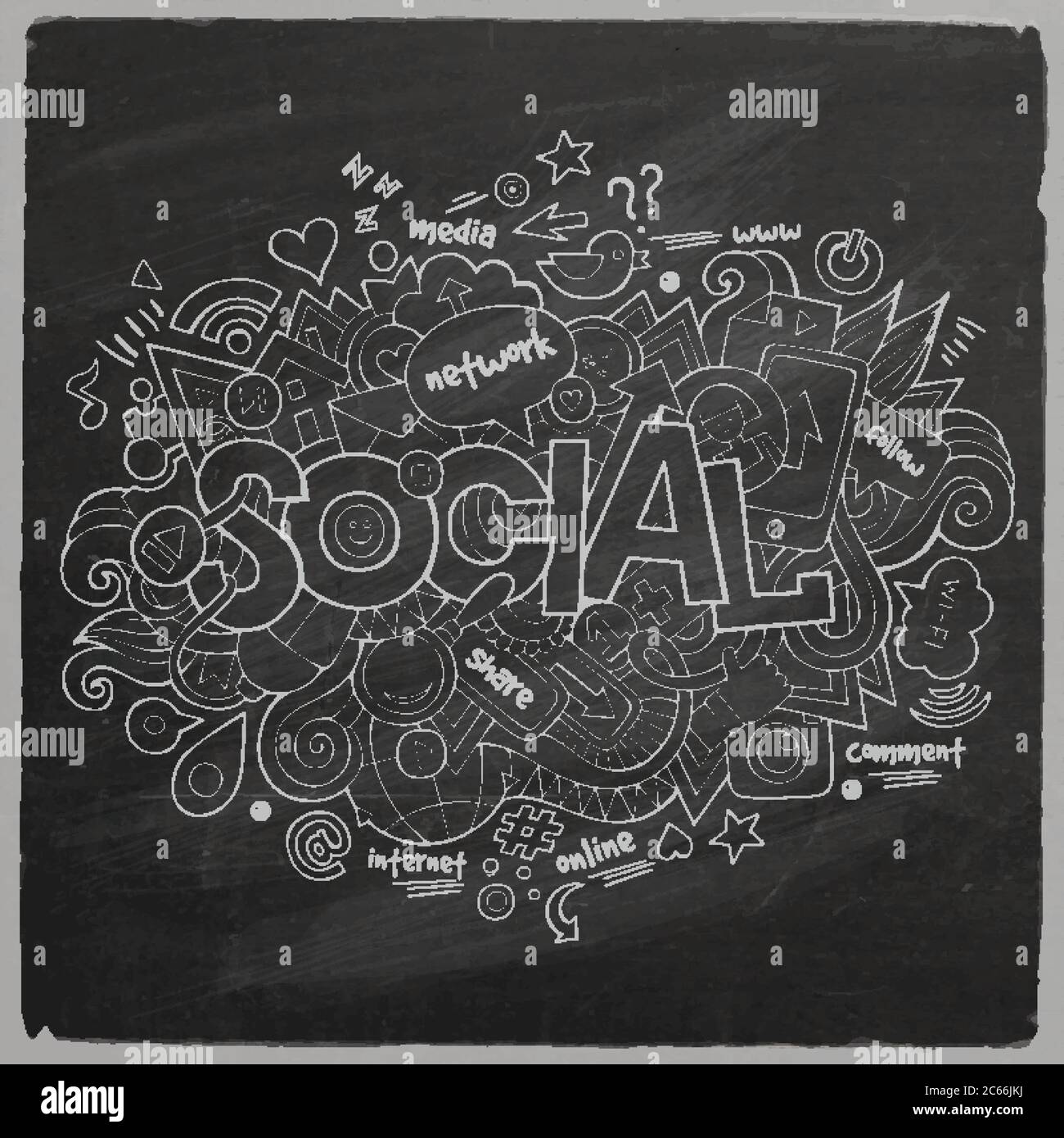Social Vector hand lettering and doodles elements Stock Vector Image ...