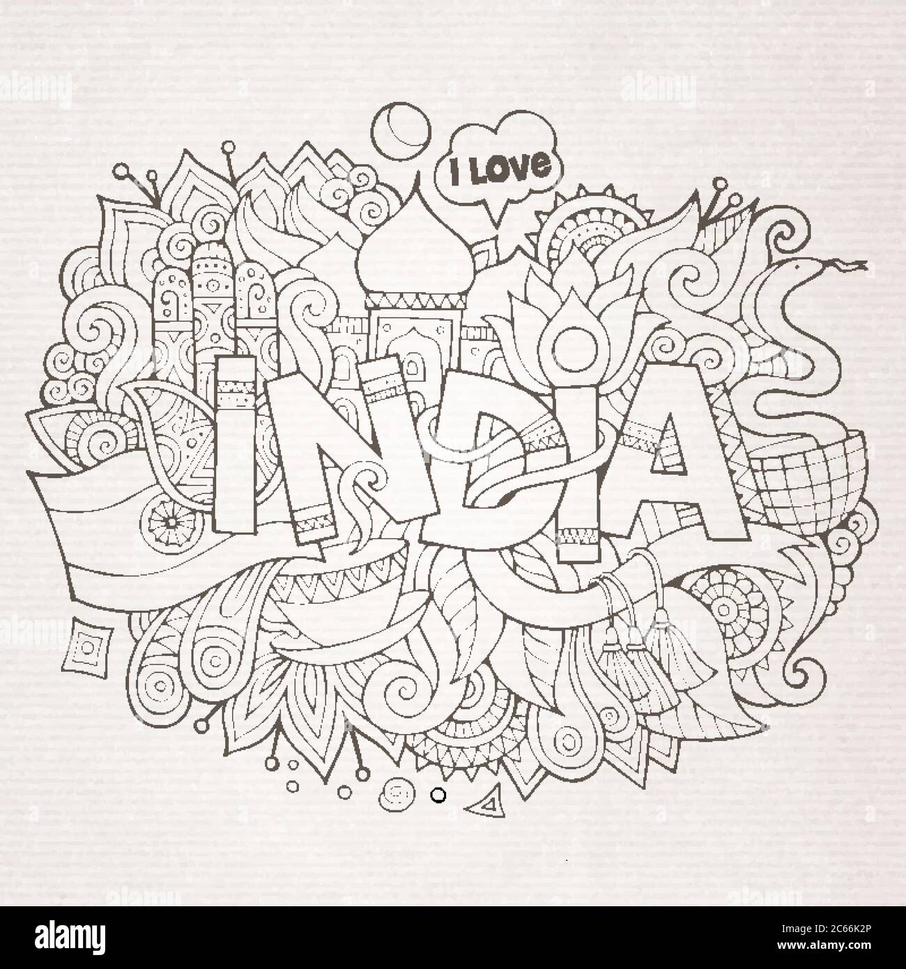 India country hand lettering and doodles elements Stock Vector Image ...