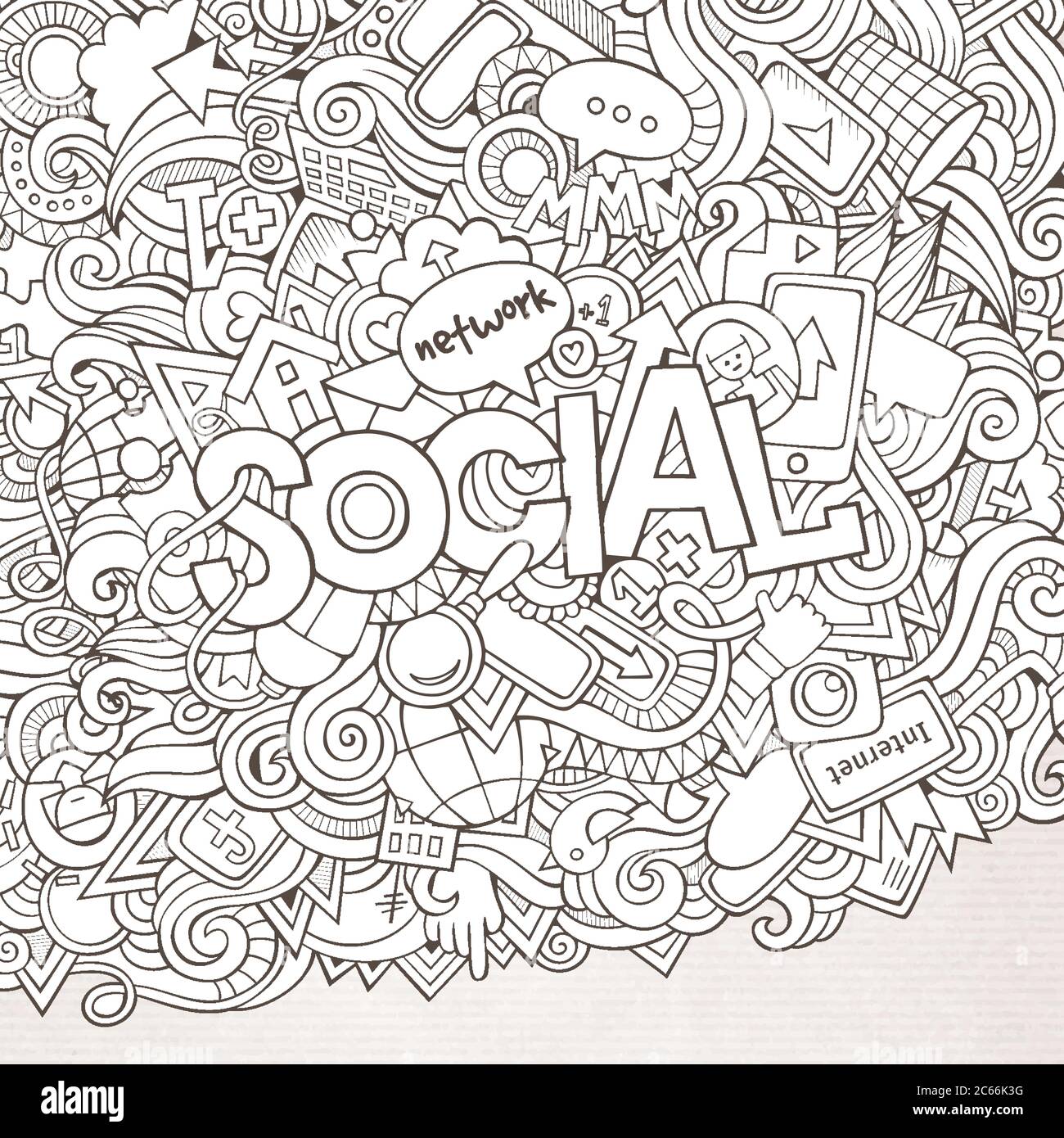 Social hand lettering and doodles elements background Stock Vector ...