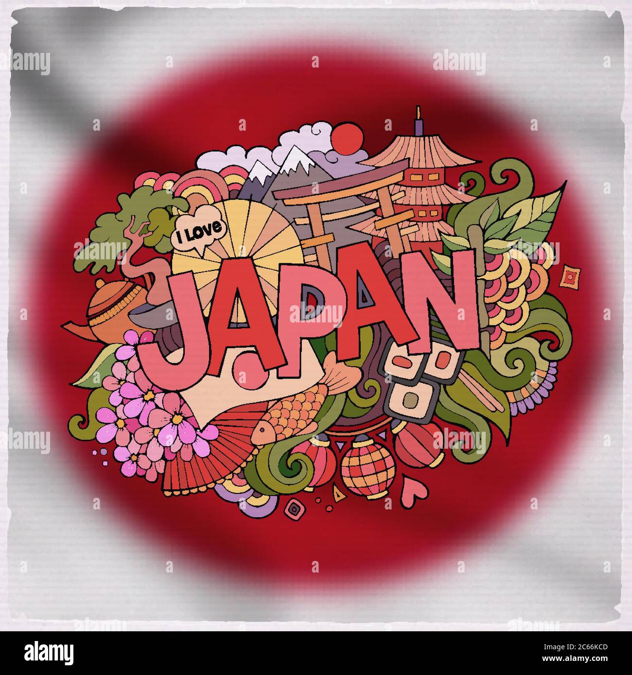 Japan country hand lettering and doodles elements Stock Vector Image ...