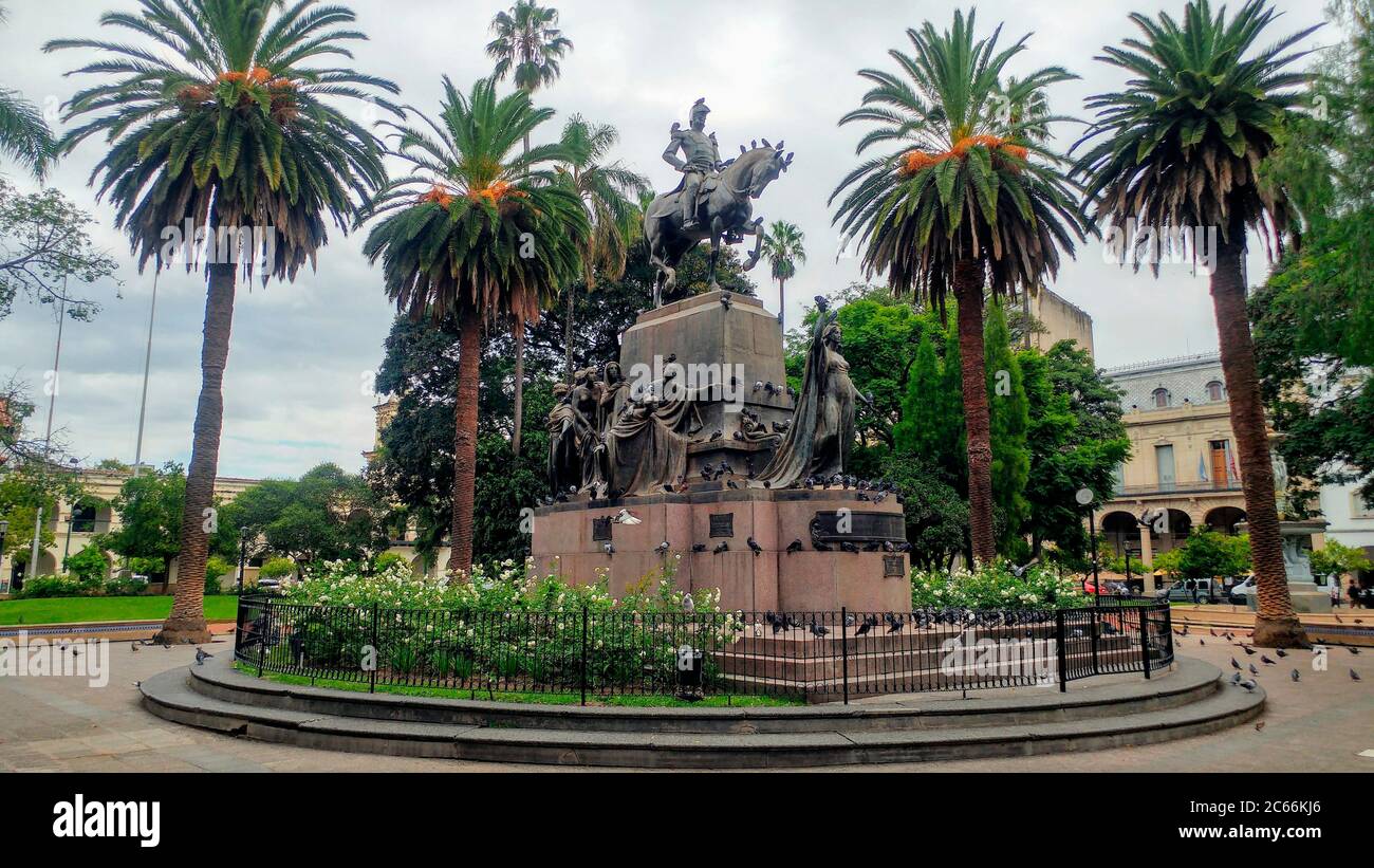 Monument surrounded by palm trees, Argentina Stock Photo - Alamy