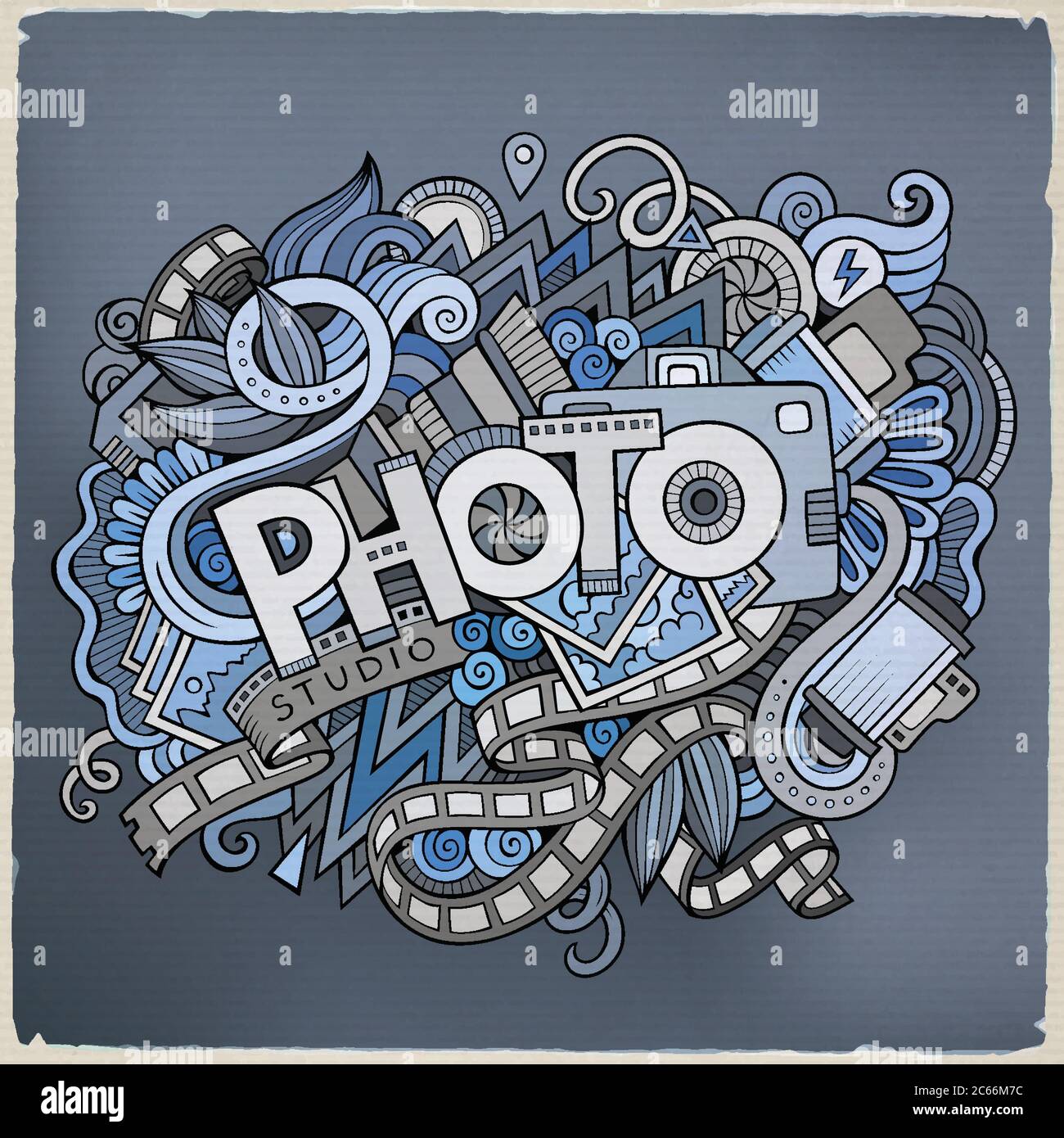 Cartoon cute doodles hand drawn Photo inscription Stock Vector Image ...