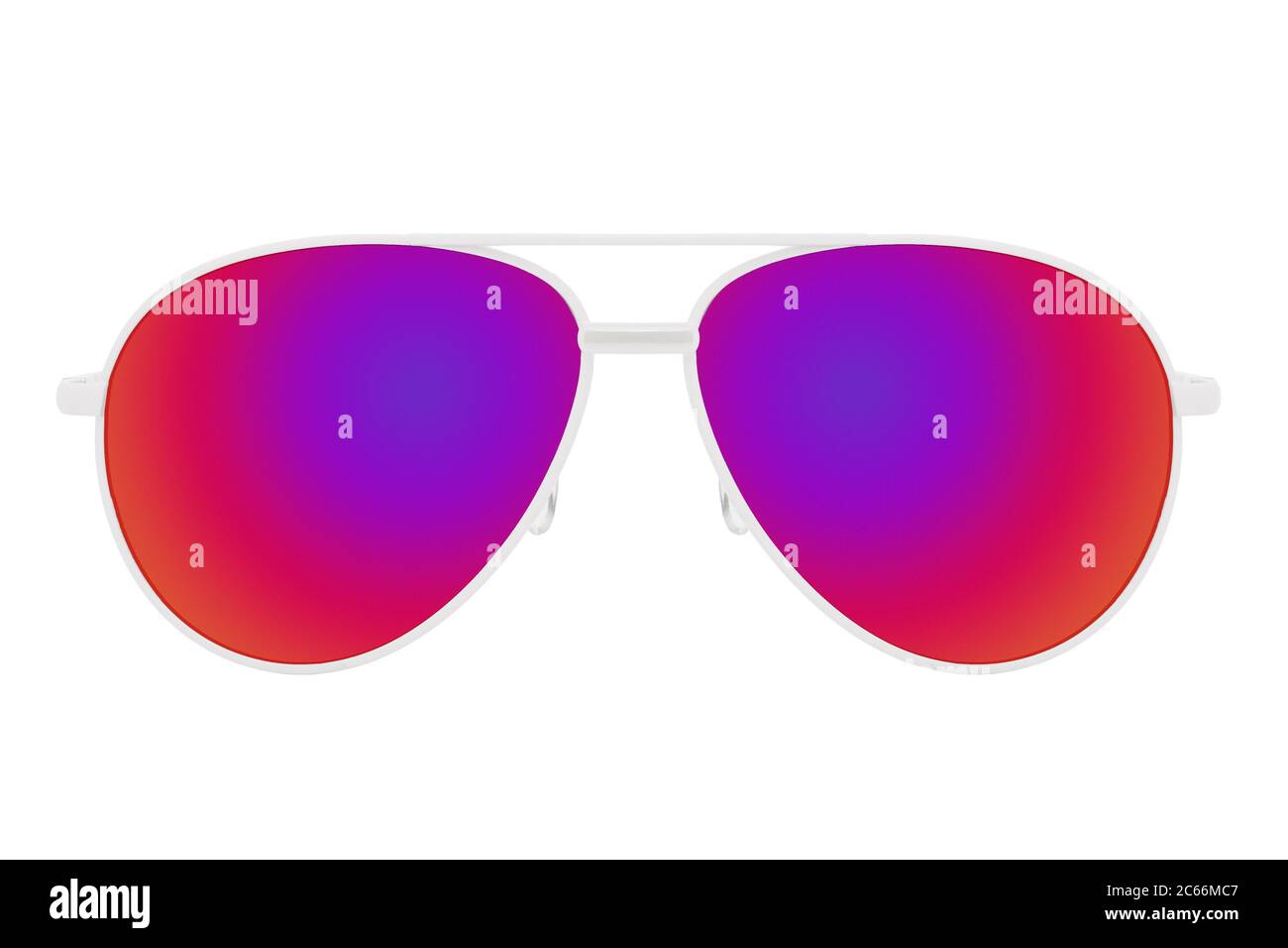 White sunglasses with blue-red lens isolated on white background Stock ...