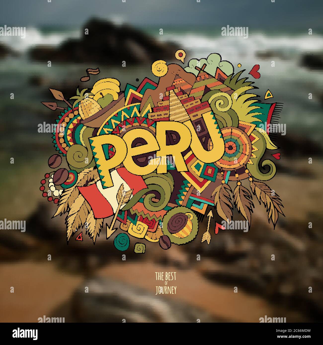 Peru hand lettering and doodles elements background Stock Vector Image ...