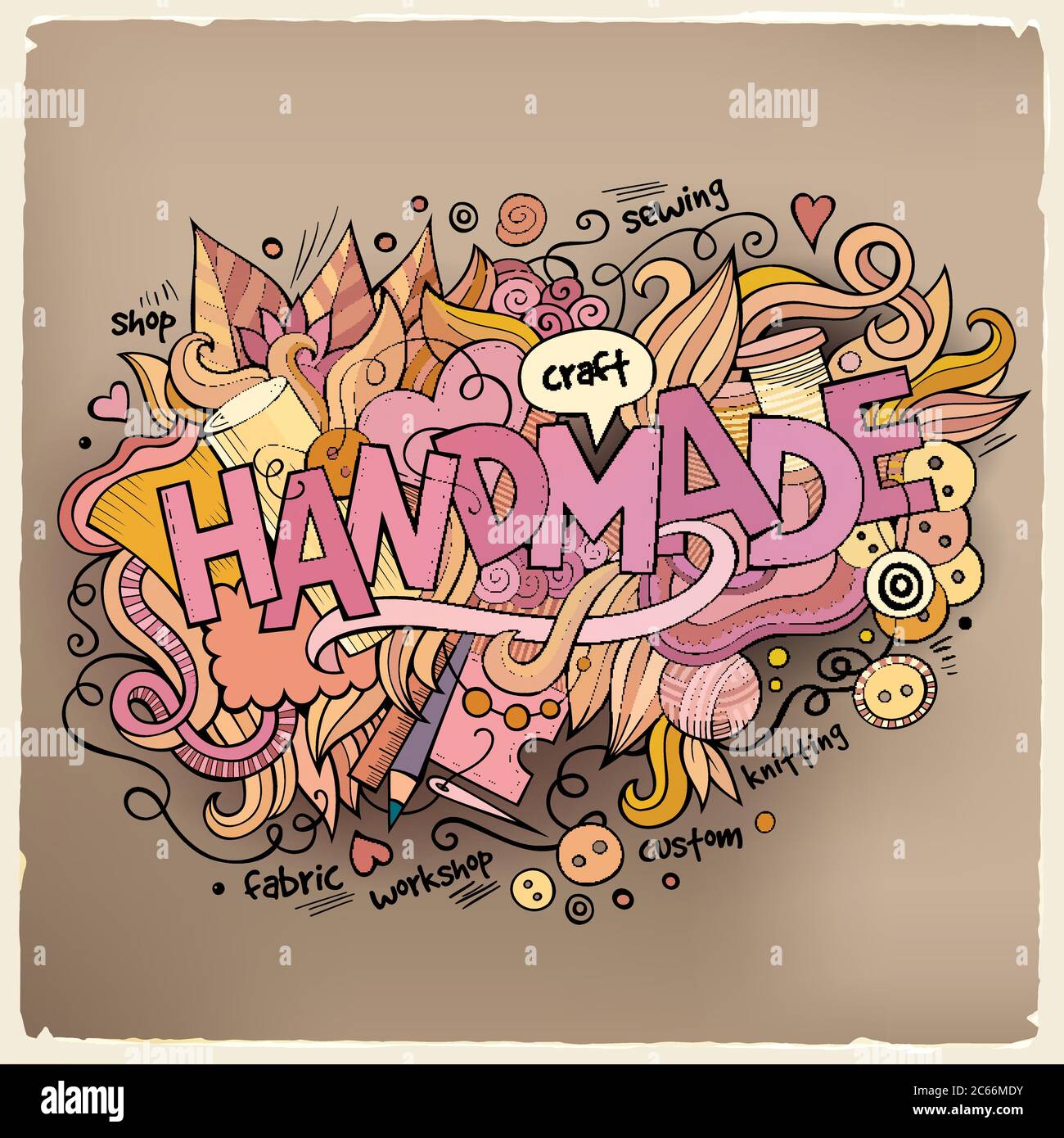 Handmade hand lettering and doodles elements background Stock Vector ...