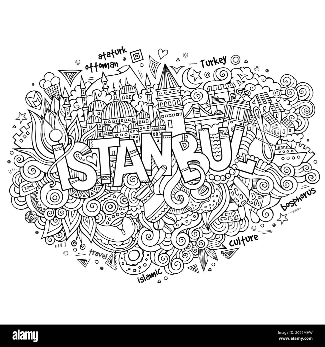 Hand drawn lettering coffee Black and White Stock Photos & Images - Alamy