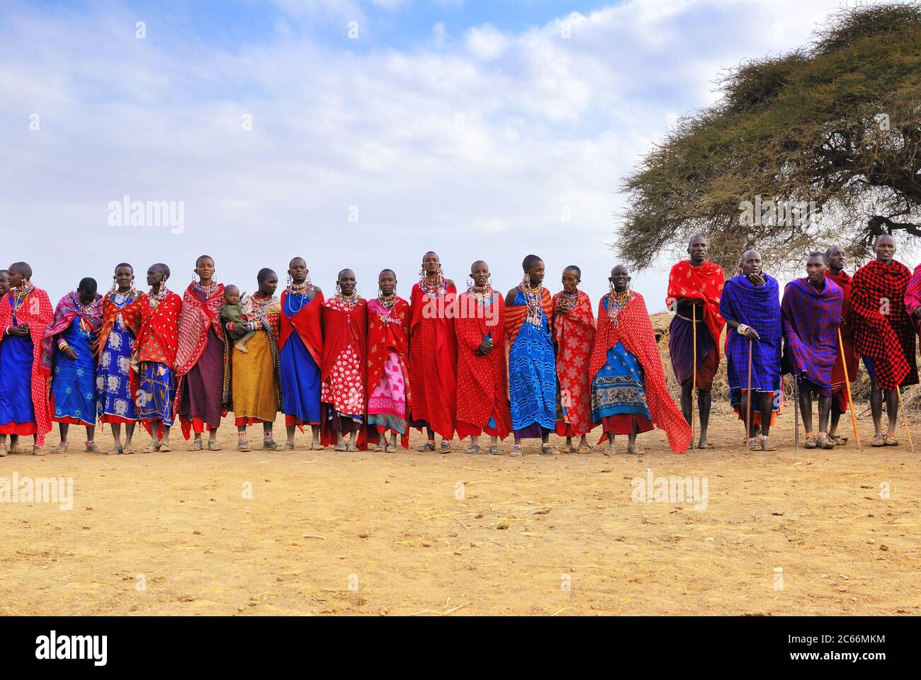 MASAI MARA, KENYA - AUG 23, 2010: Group of unidentified African people ...