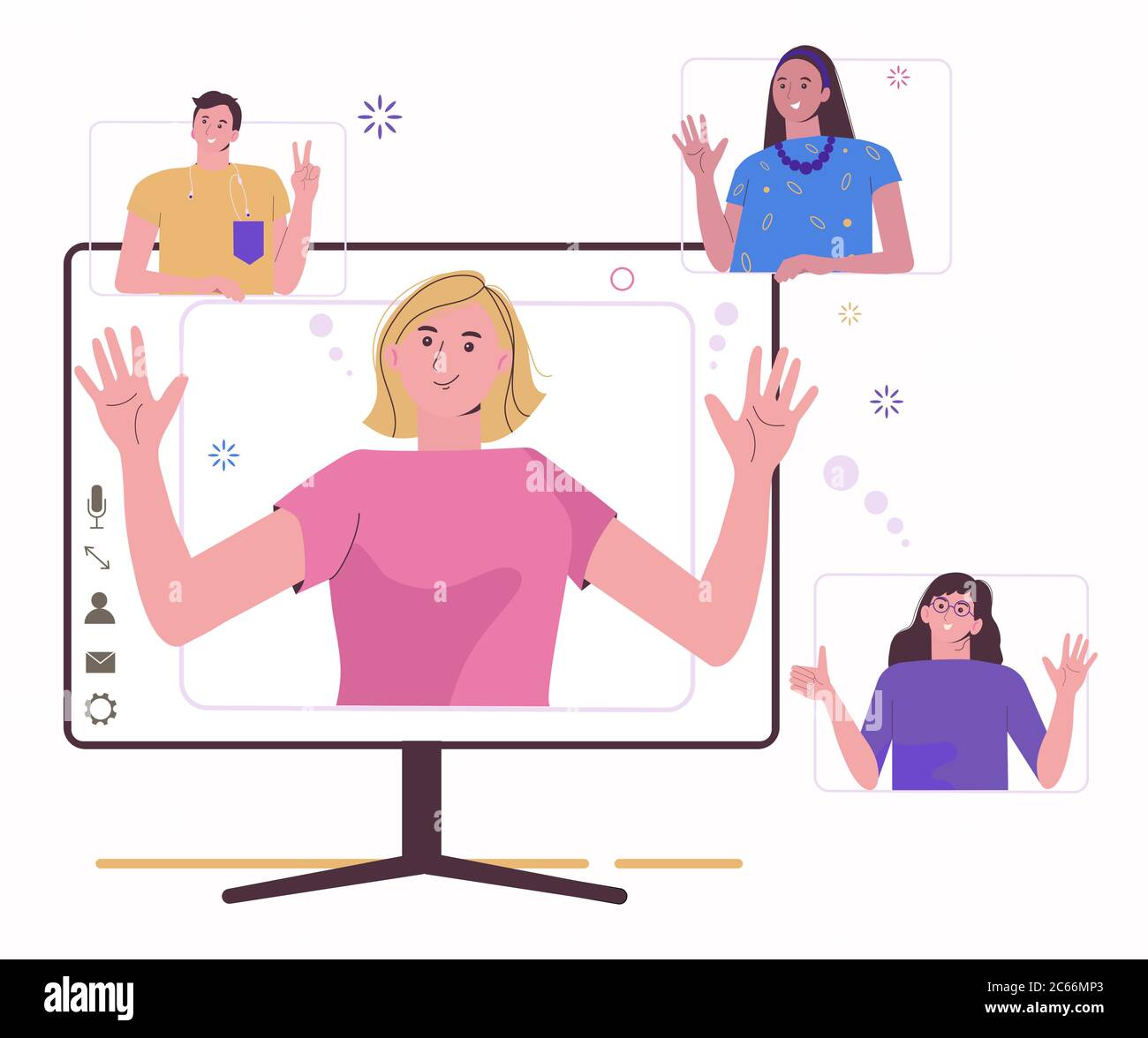 Chatting on the Internet with friends. Social networks and ...