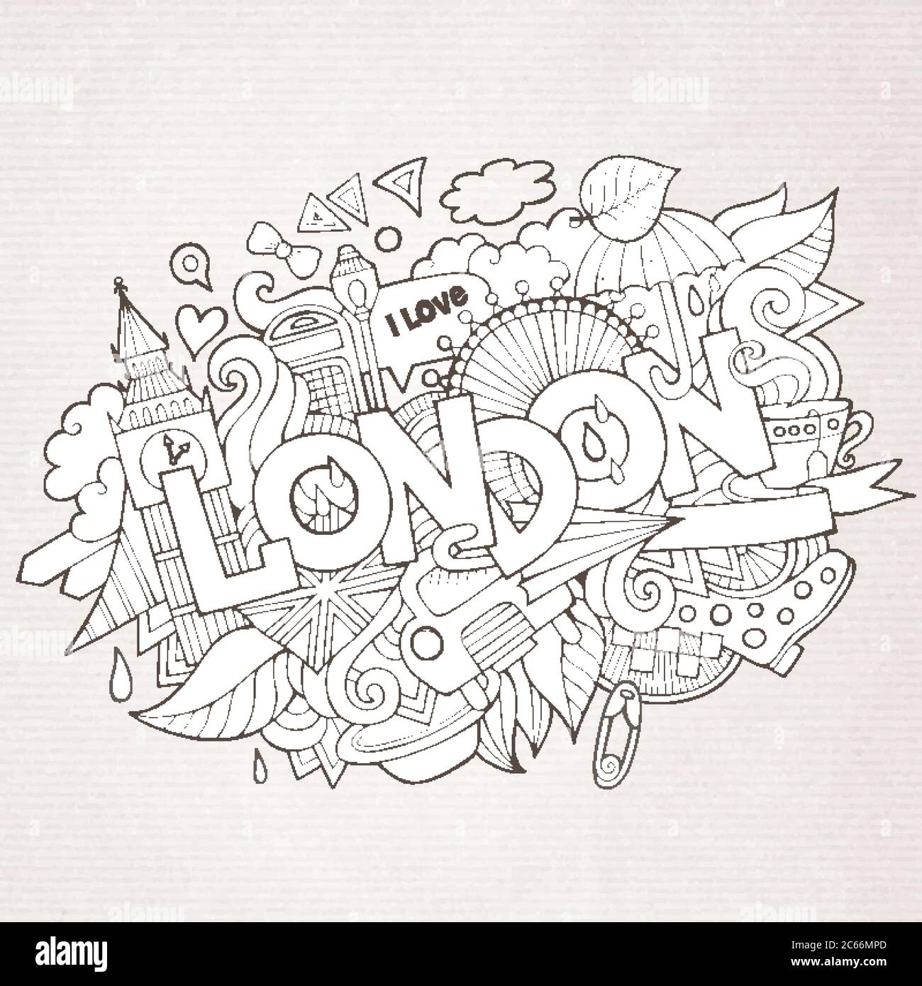 London hand lettering and doodles elements background Stock Vector ...