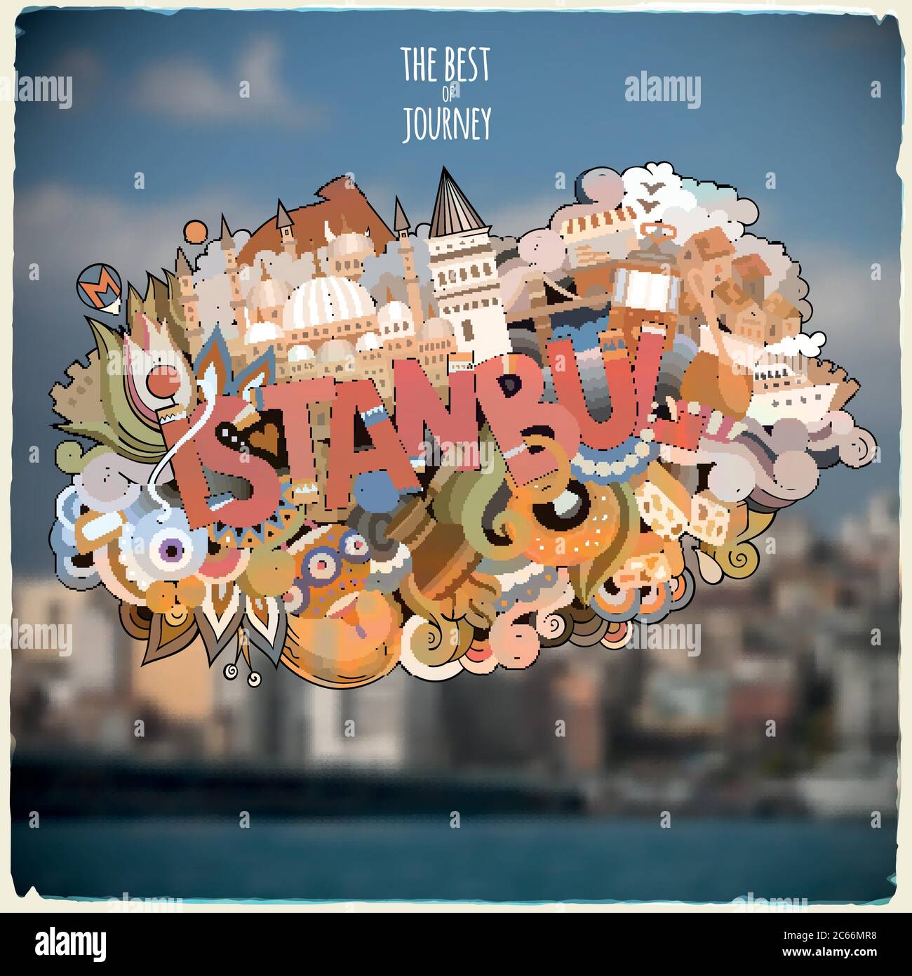 Istanbul hand lettering and doodles elements and symbols emblem Stock ...