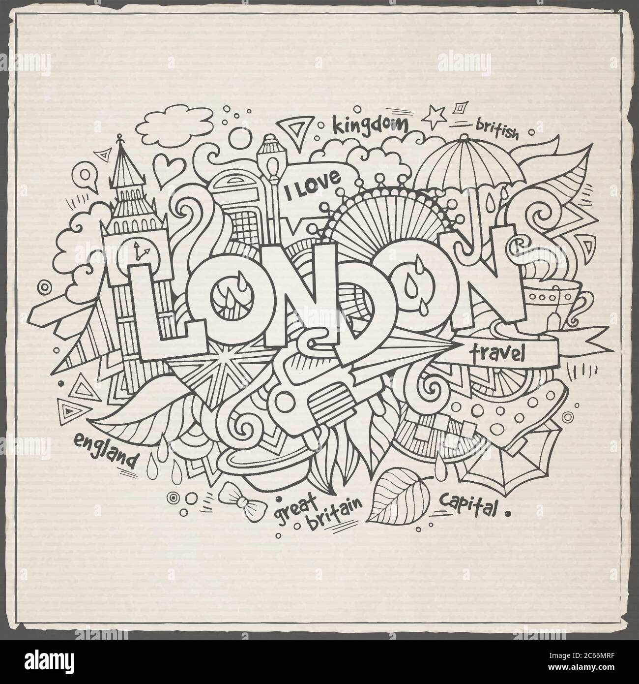 London hand lettering and doodles elements background Stock Vector ...