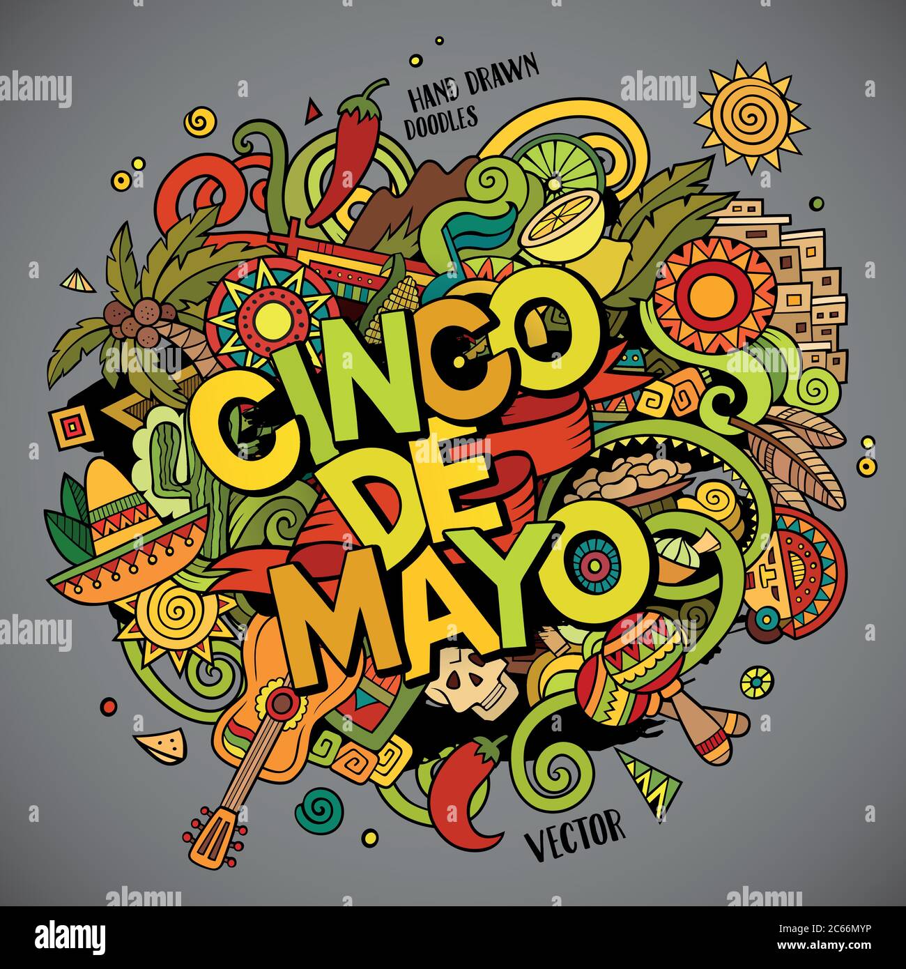 Cinco de Mayo. Cartoon vector hand drawn Doodle illustration Stock ...