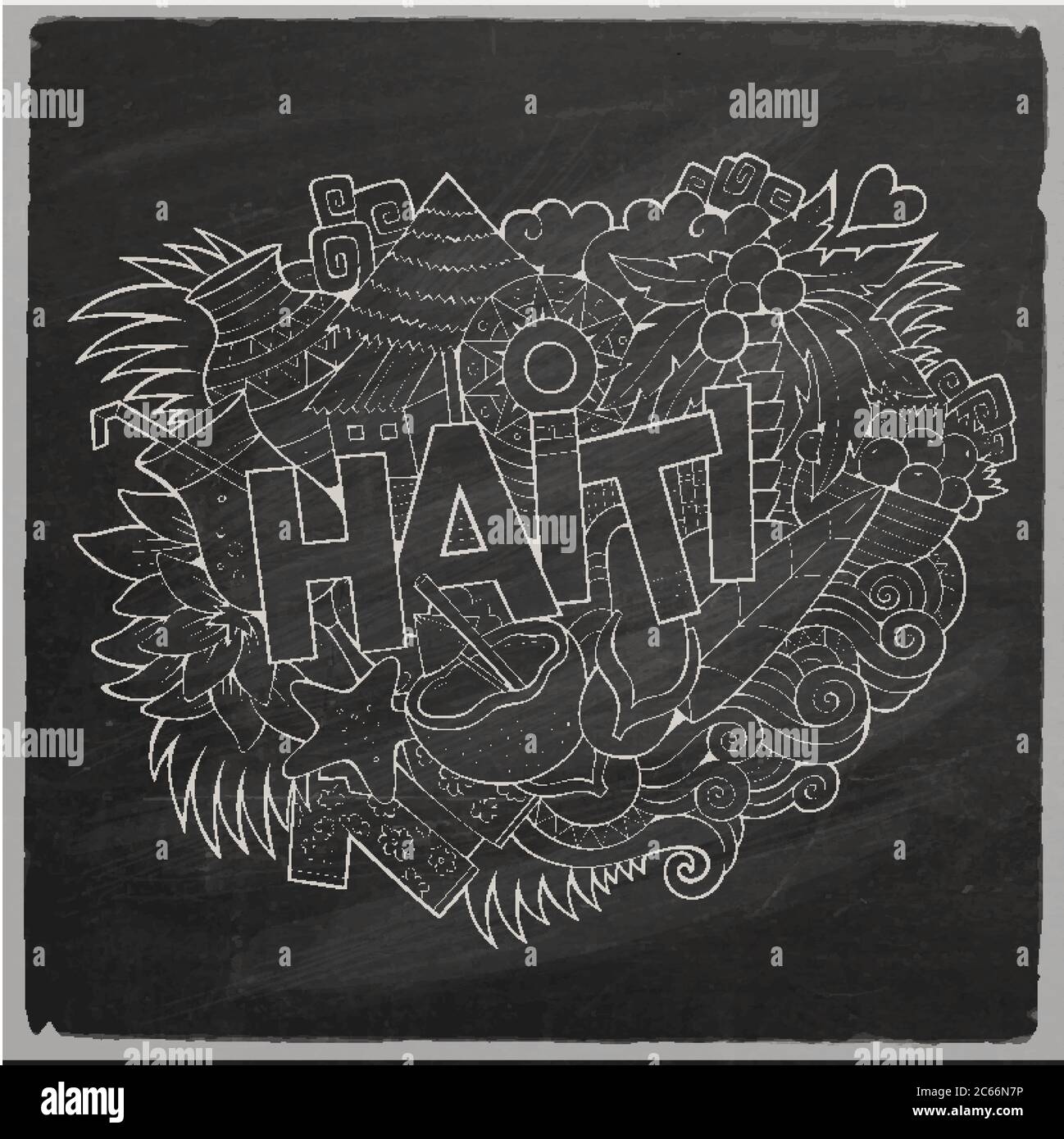 Haiti hand lettering and doodles elements and symbols background Stock ...